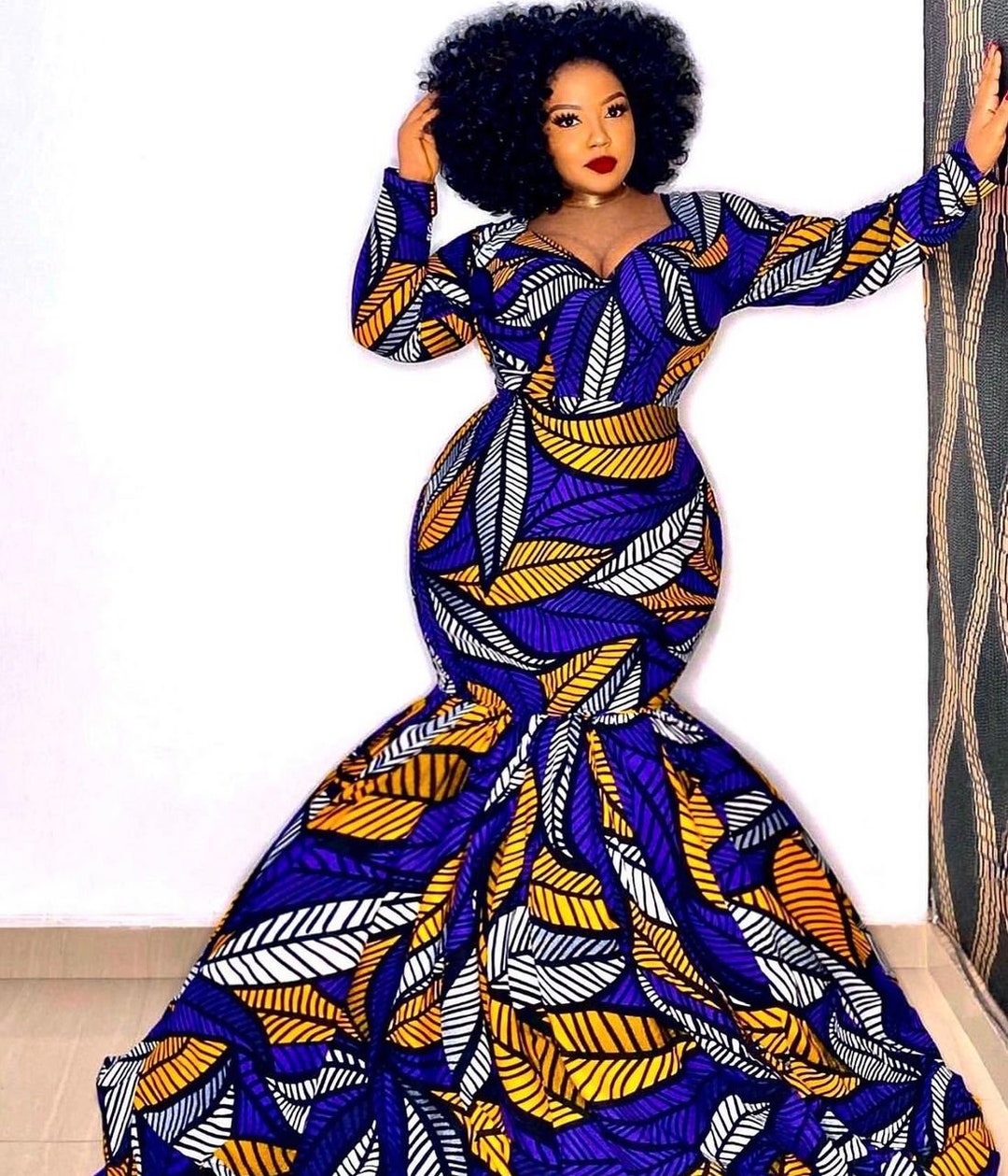 Ankara Mix Gown , Blue Gown Outfit, Prom Outfit, Pre Wedding Gown ...