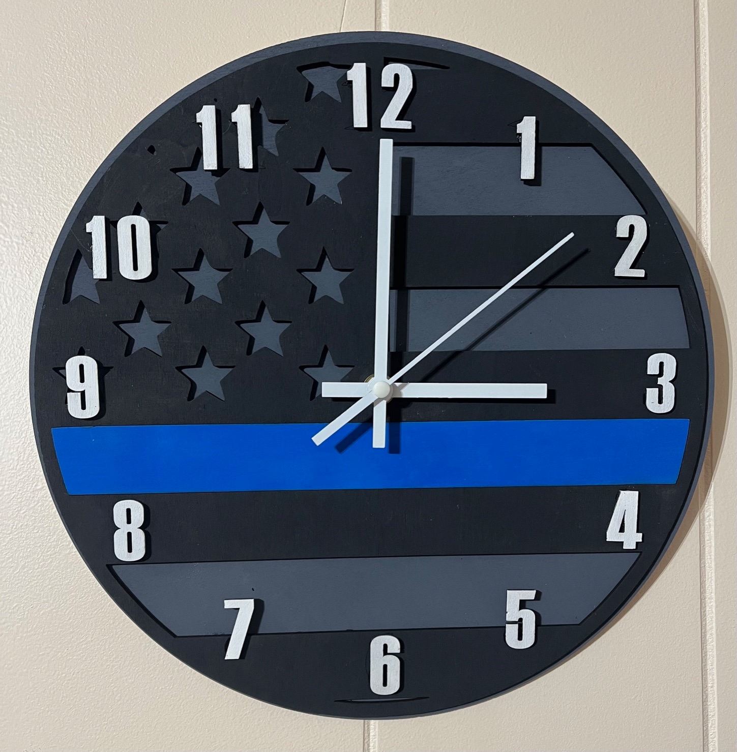 Clock Thin Blue Line Unique Clock Gift Christmas Gift Clock Wall Decor ...