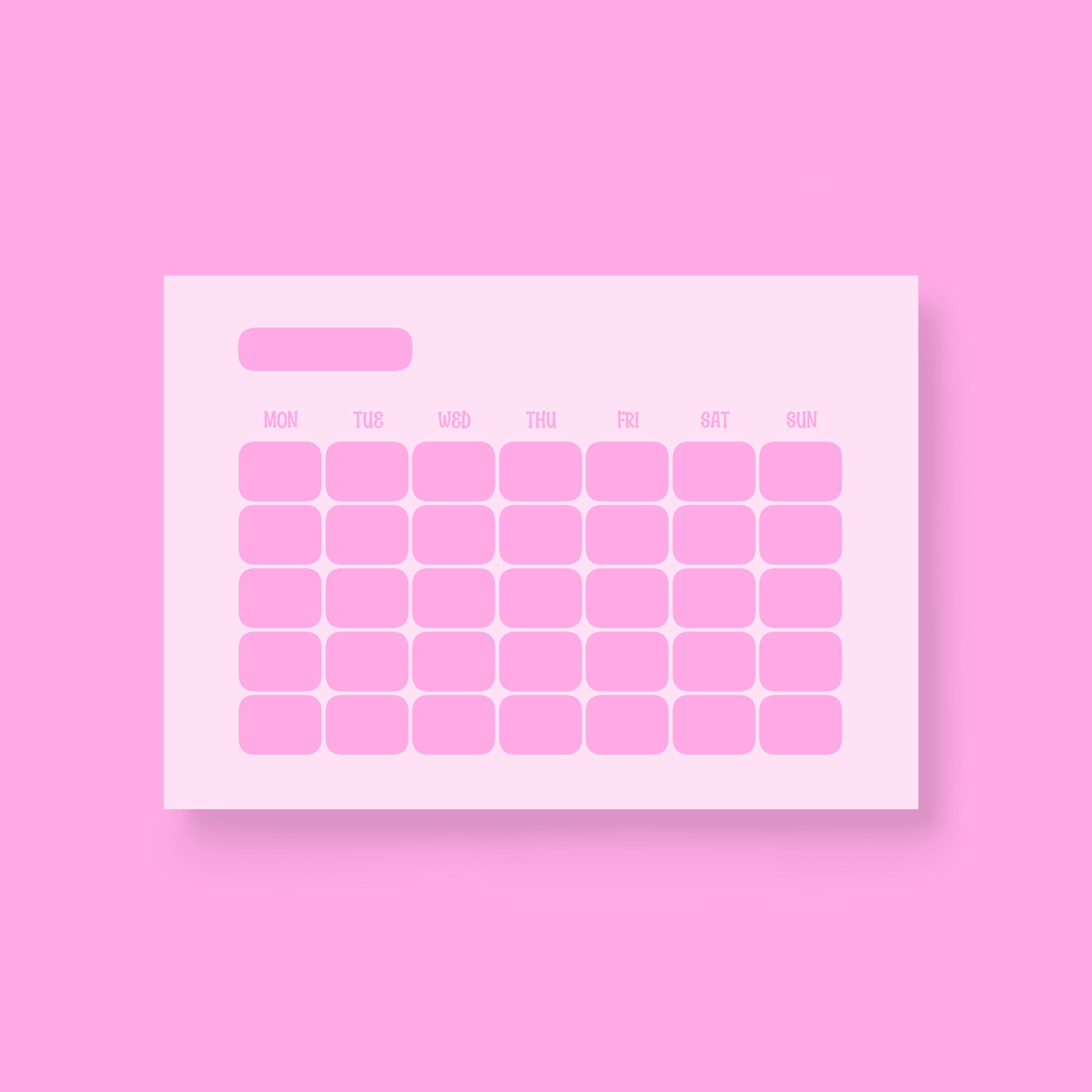 Pastel Pink Printable Calendar, Digital Calendar, Monthly Planner ...