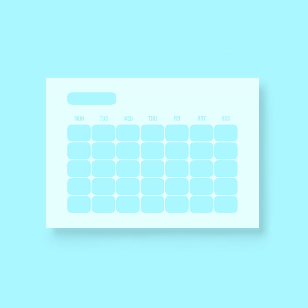 Pastel Blue Printable Calendar, Digital Calendar, Monthly Planner ...