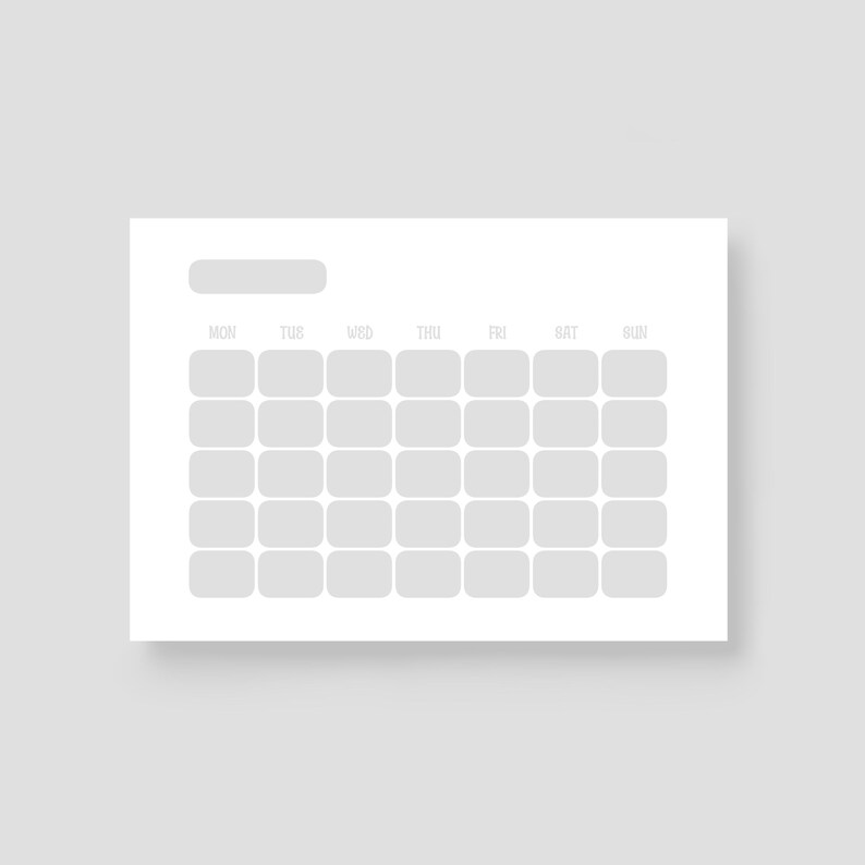 Grey Printable Calendar, Digital Calendar, Monthly Planner, Minimalist ...