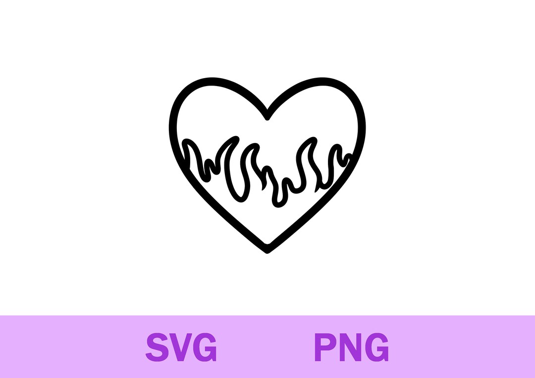 Flame Heart Svg Png, Heart Svg Png, Flame Heart Clipart, Cricut ...