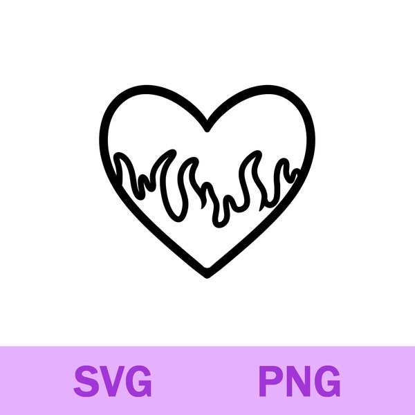 Fire Heart Svg - Etsy