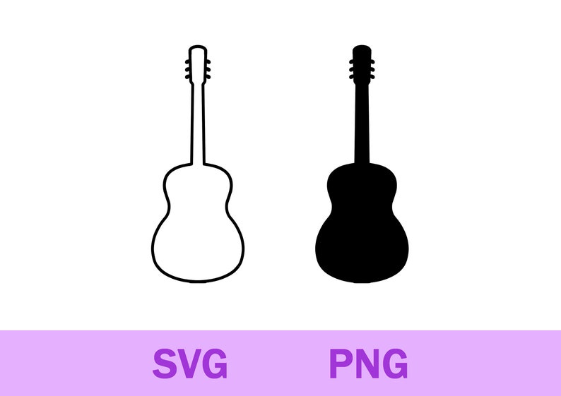 Guitar Svg Png, Guitar Outline Svg Png, Guitar Clipart, Cricut ...