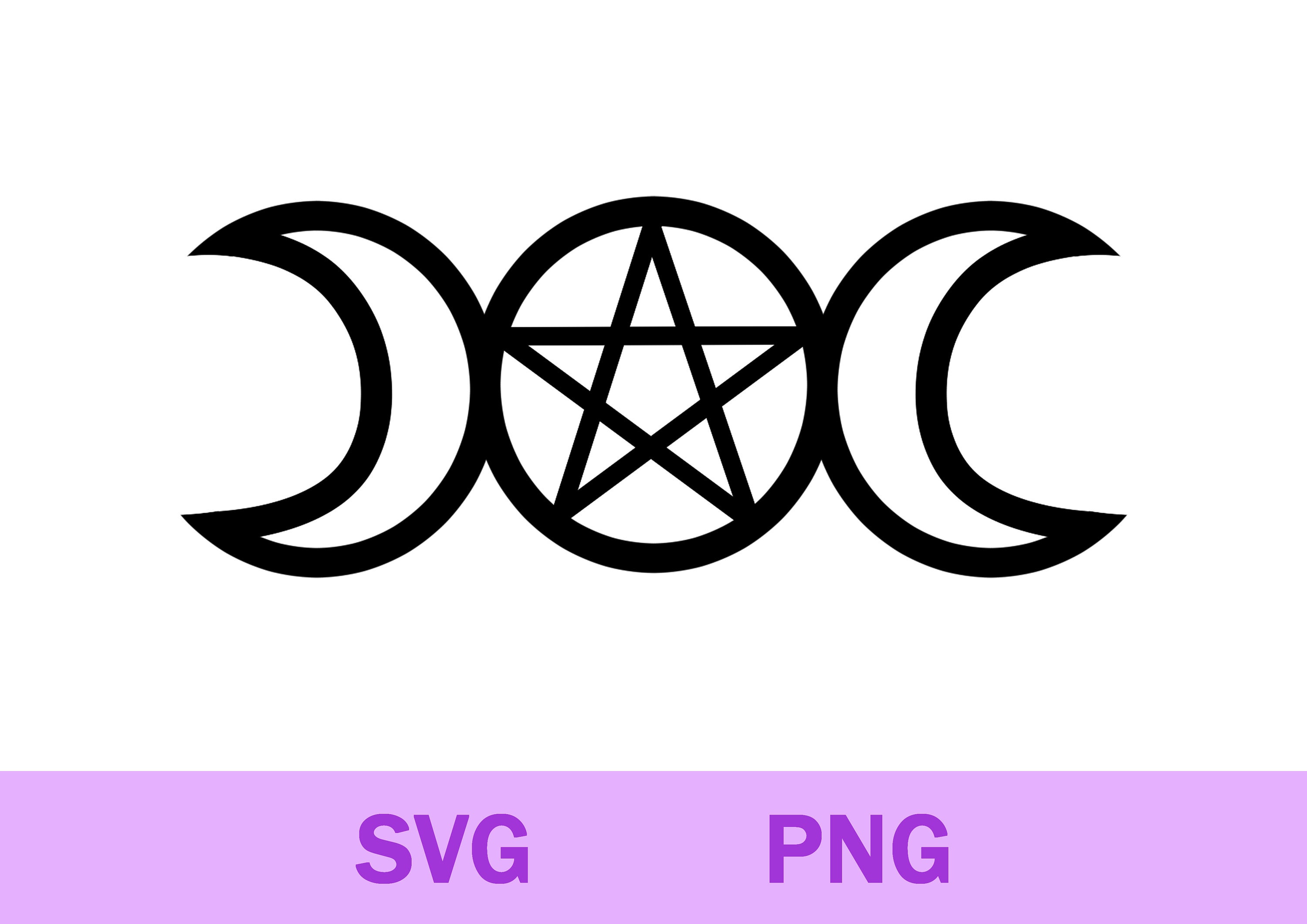 Triple Moon Goddess Pentagram Svg Png Witchy Wicca Svg Png Etsy Australia