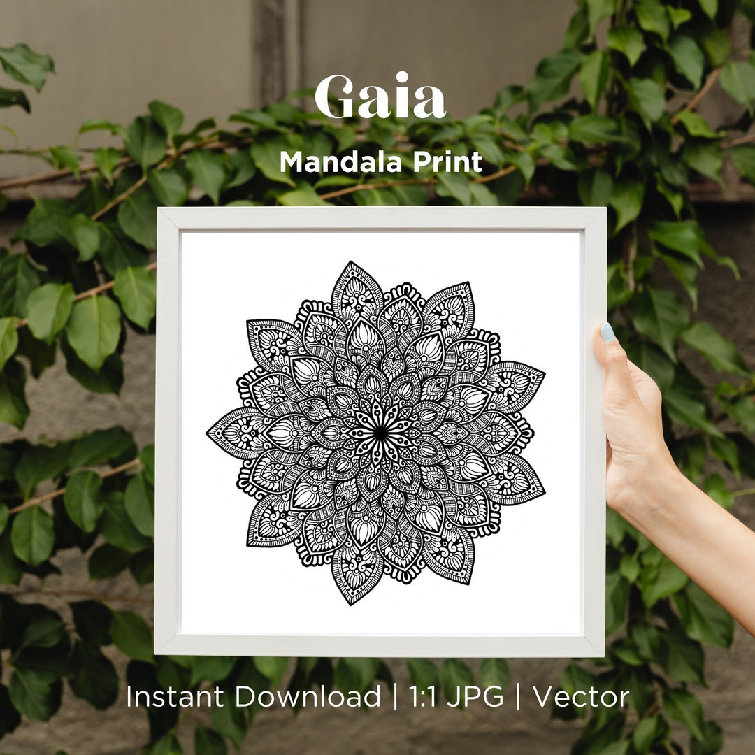 Printable Mandala Drawing Gaia Original Artwork Digital - Etsy