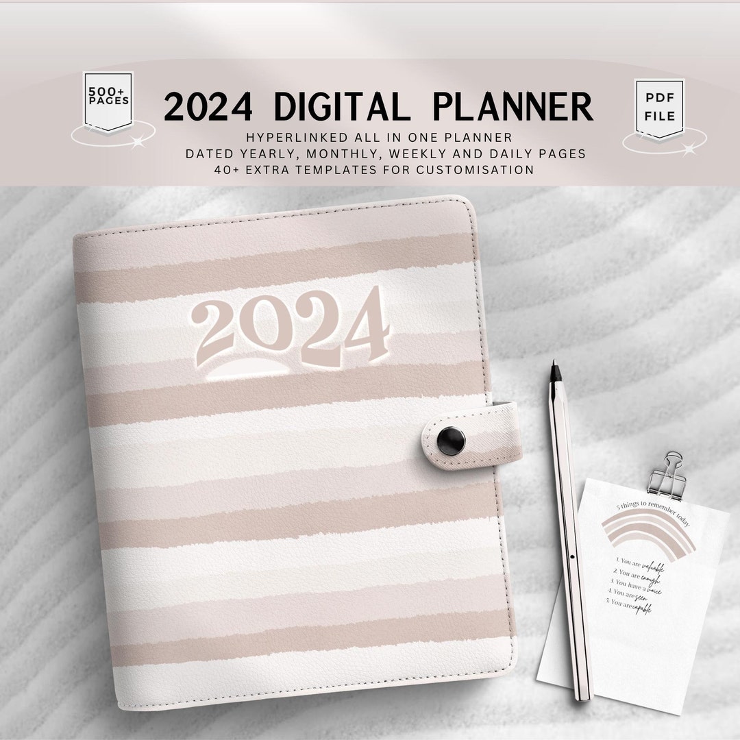 2024 Digital Planner, Hyperlinked Planner, Dated Weekly, Monthly and ...