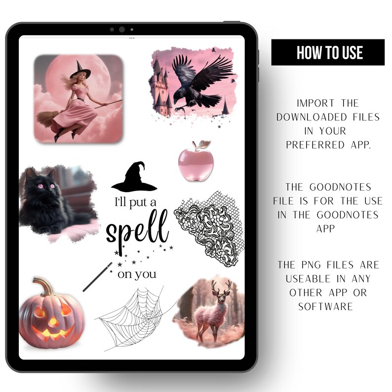 Halloween Digital Sticker Goodnotes and PNG, Decorative Clipart ...