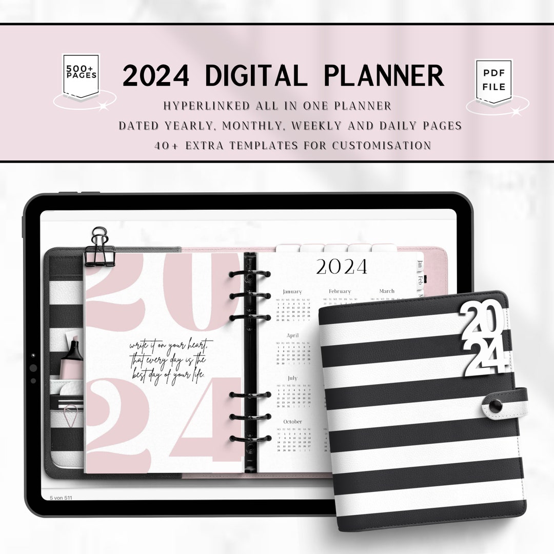 2024 Digital Planner, Hyperlinked Planner, Dated Weekly, Monthly and ...