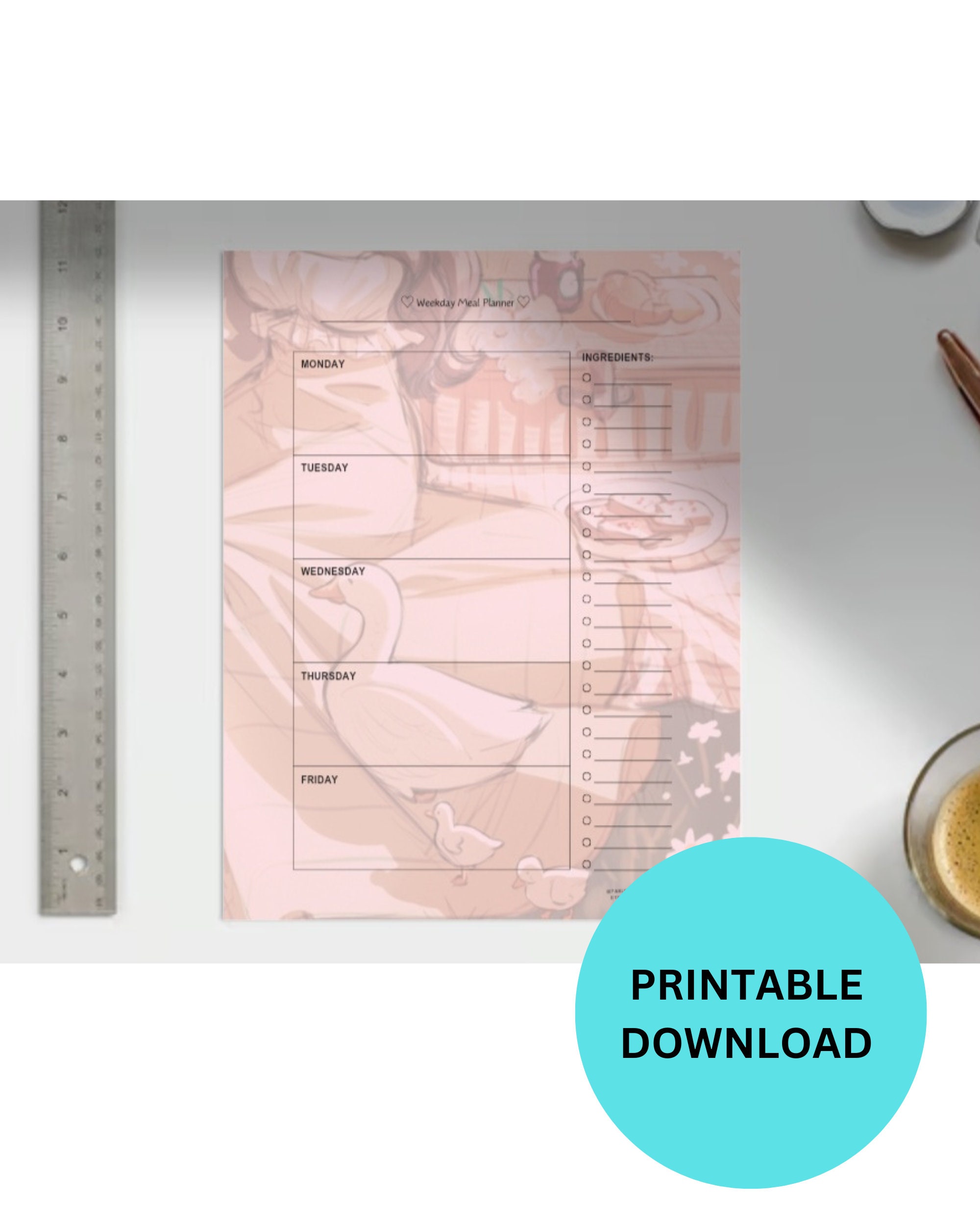 Cottagecore Meal Planner PRINTABLE DOWNLOAD Instant Download Planner ...