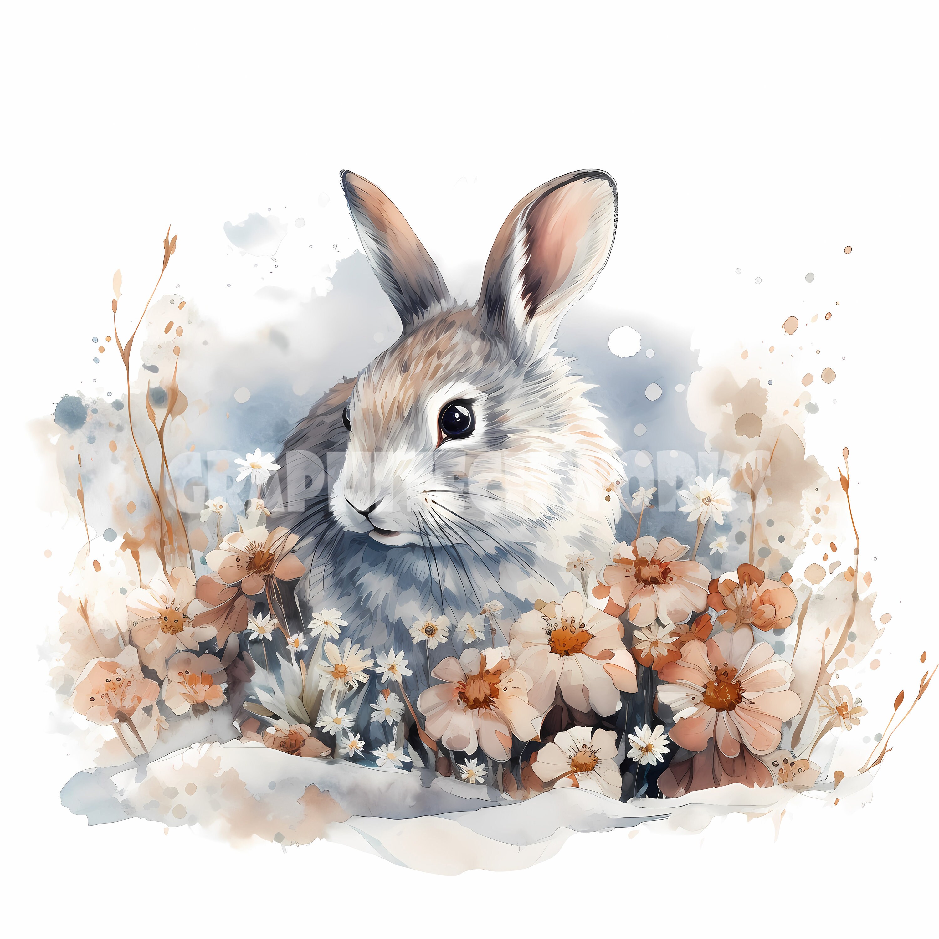Winter Bunny Clipart 12 High Quality Jpgs,digital Download,card Making ...