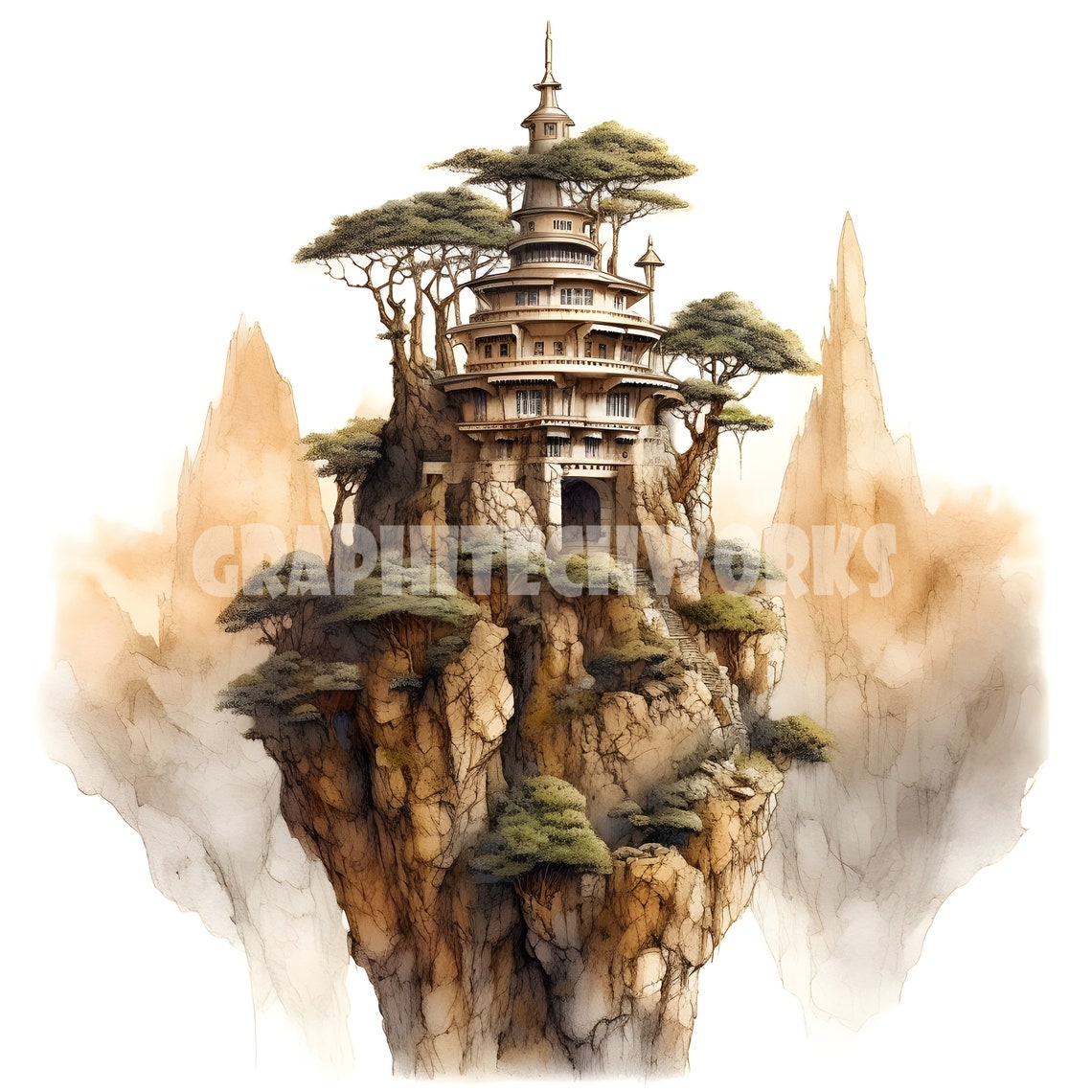 Watercolor Castle Digital File Instant Download Printable Wall Decor ...