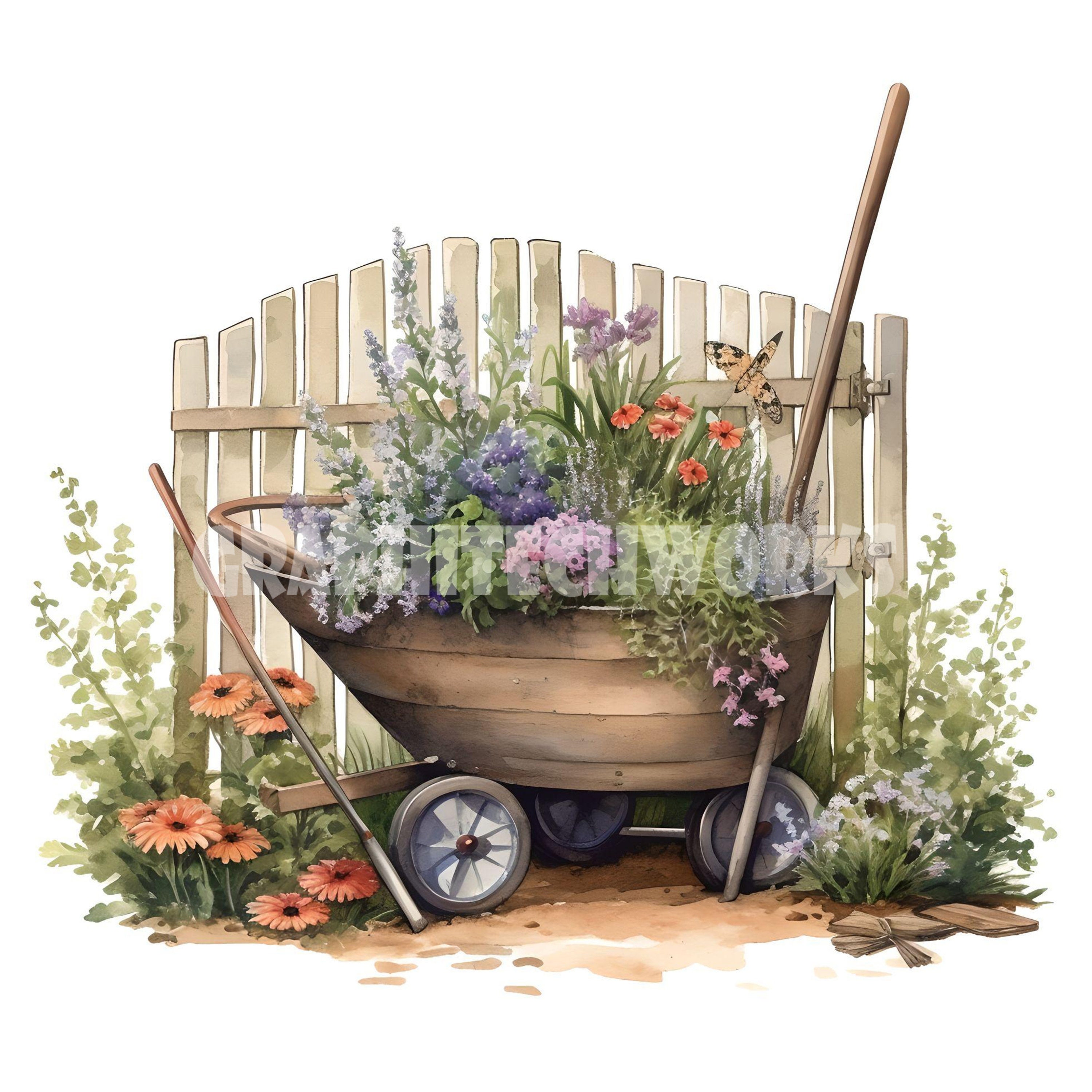 Wheelbarrow Clipart - 12 High Quality JPG - Digital Download - Card ...