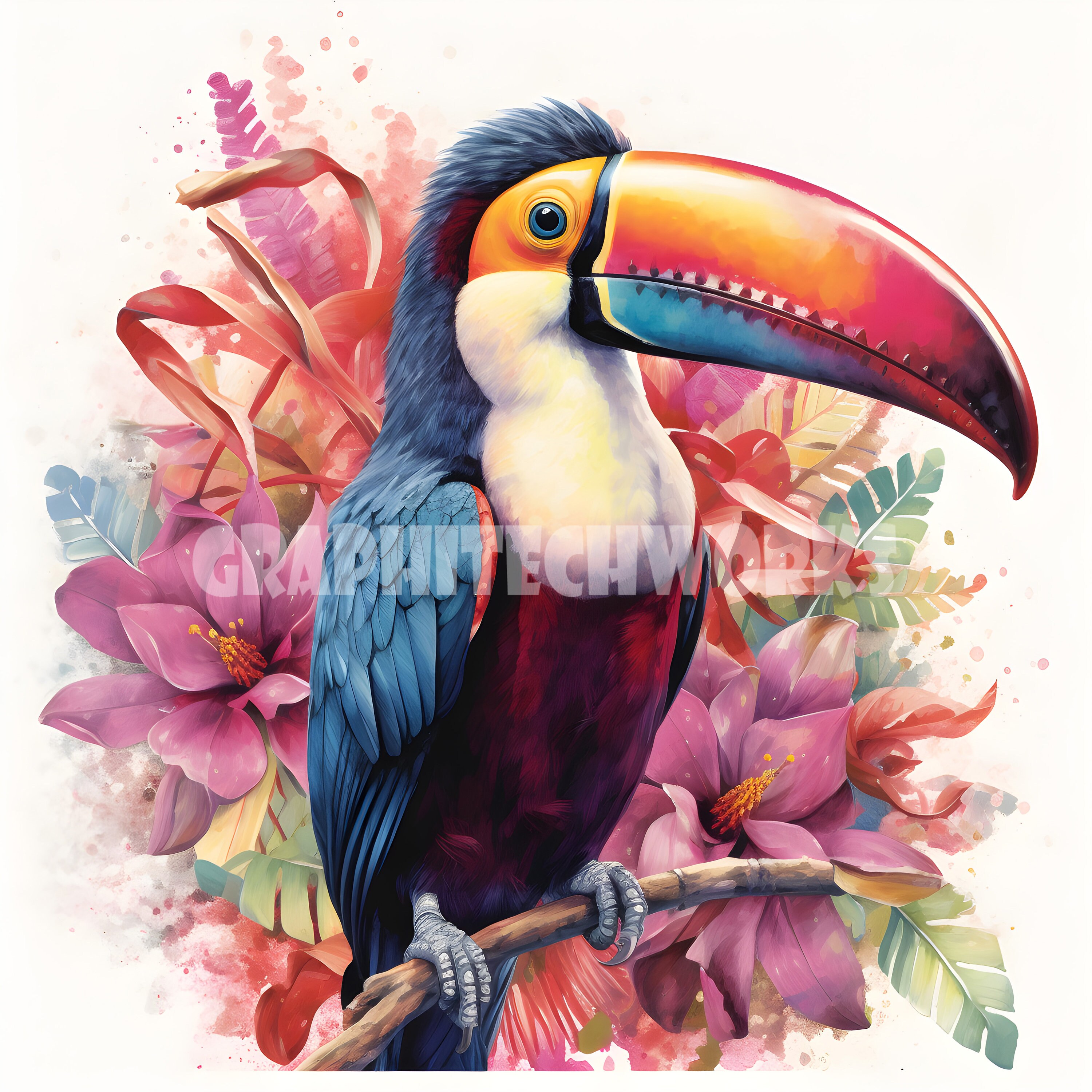 Toucan Watercolor Digital File Instant Download Printable Wall Decor ...