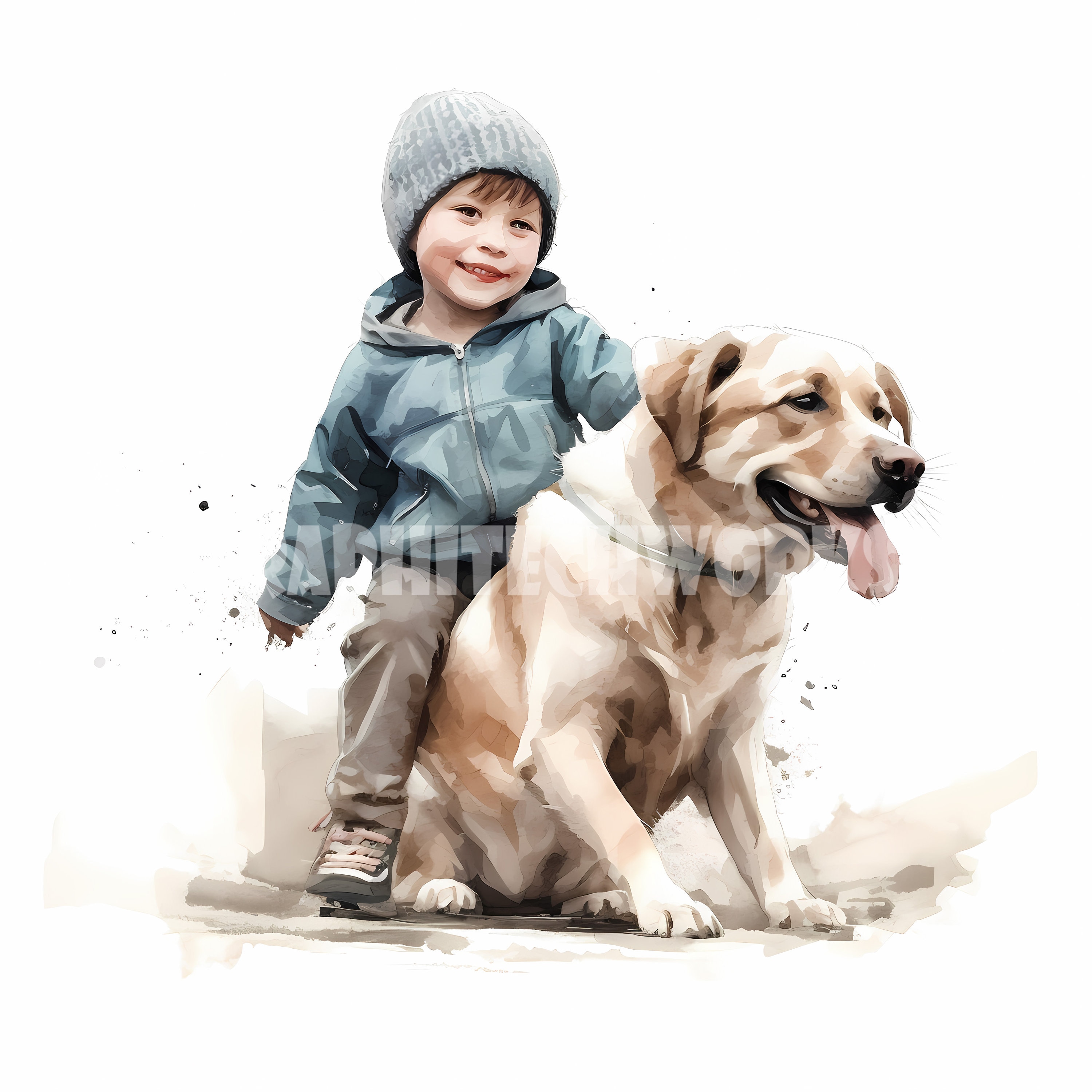 Boy With Dog Clipart 12 Unique High Quality Jpgs Digital - Etsy