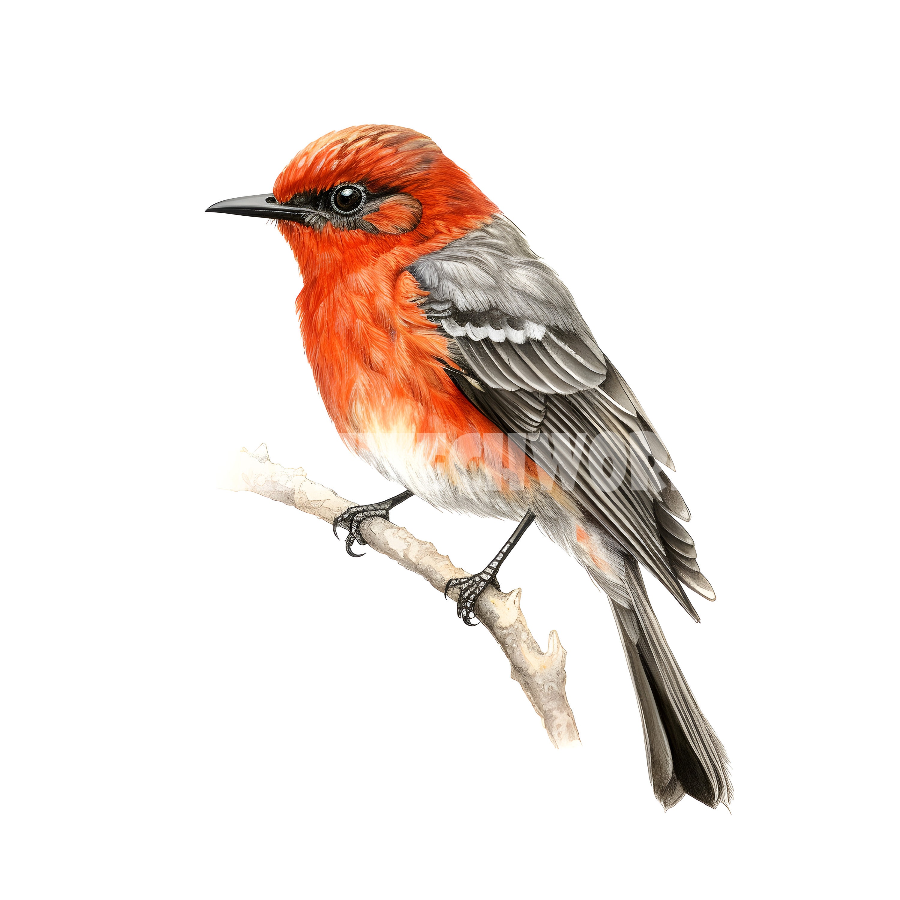 Vermilion Flycatcher Clipart 12 hochwertige JPGs digitaler Download ...