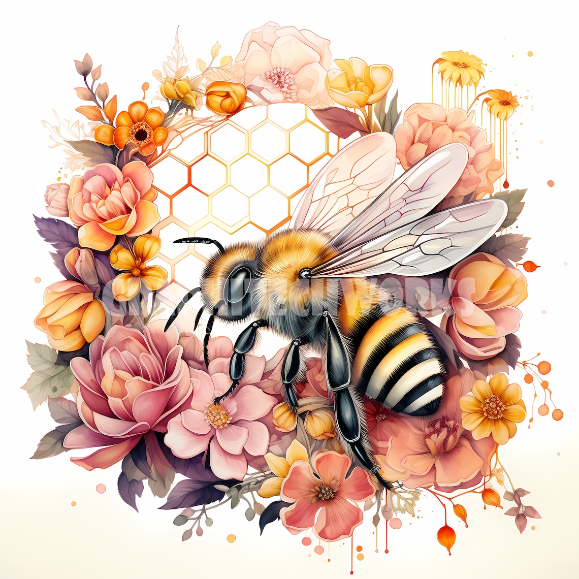 Bee Clipart 12 Unique High Quality Jpgs Digital Download - Etsy