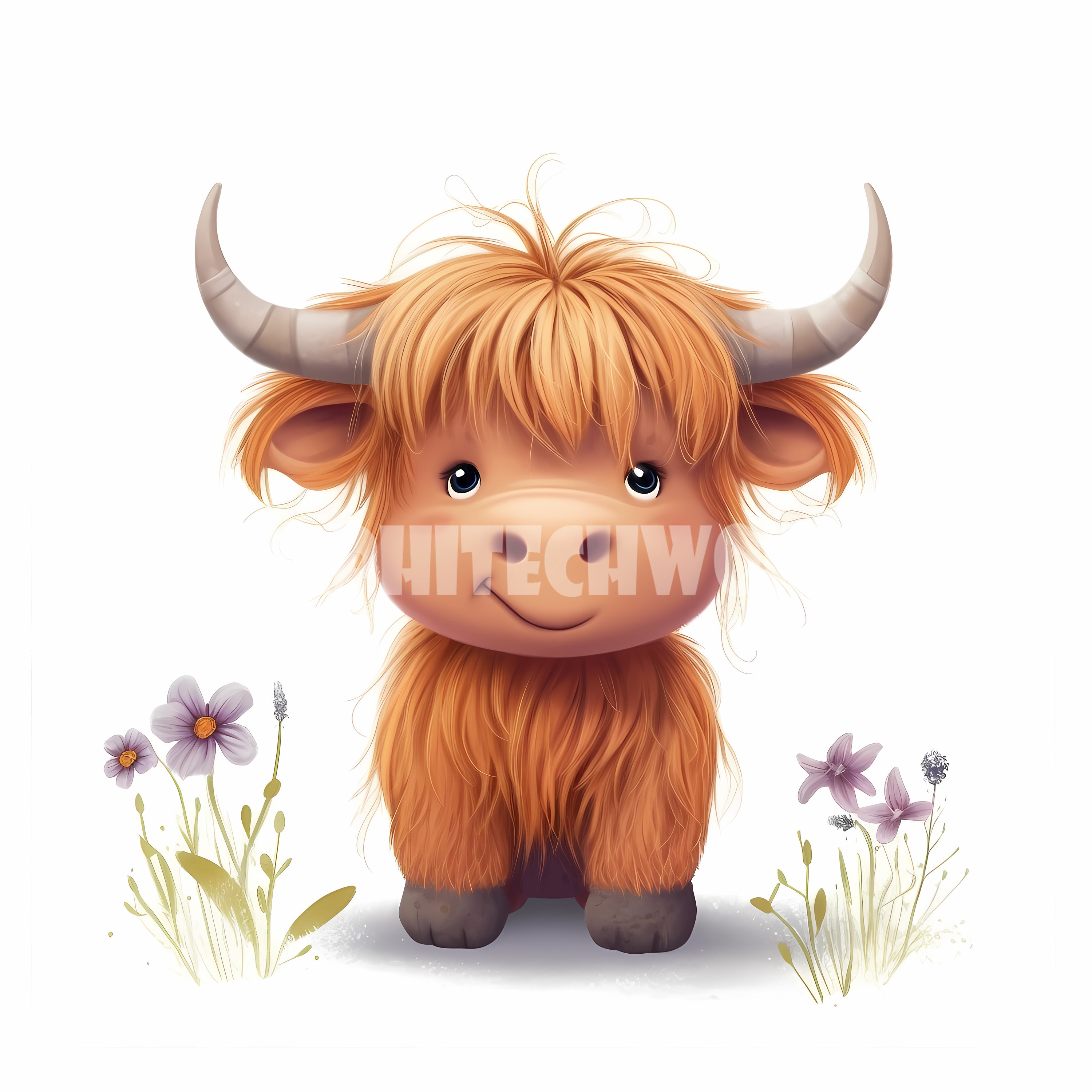 Highland Cow Cartoon Clipart - 12 Unique High Quality Jpgs - Digital ...