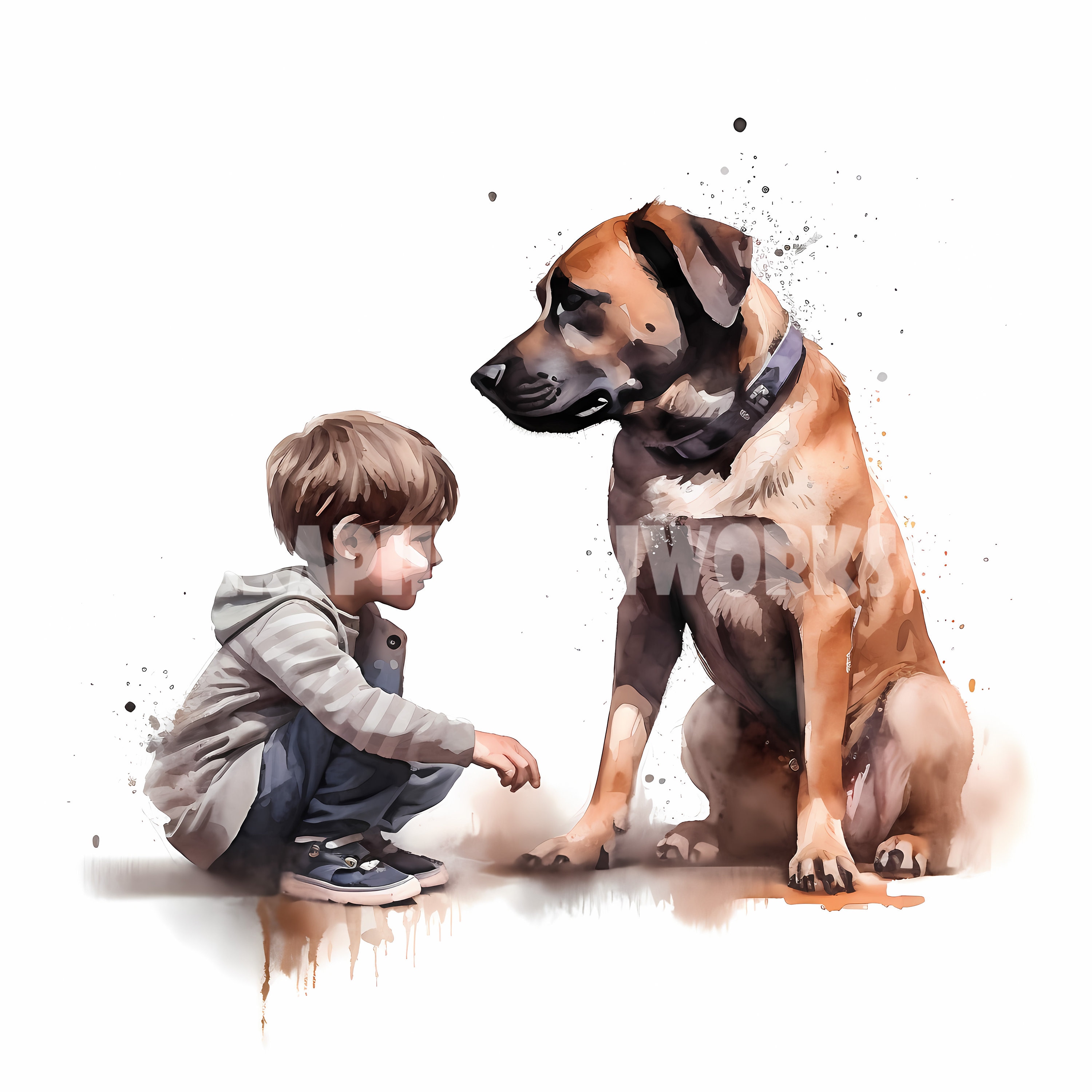 Boy With Dog Clipart 12 Unique High Quality Jpgs Digital - Etsy
