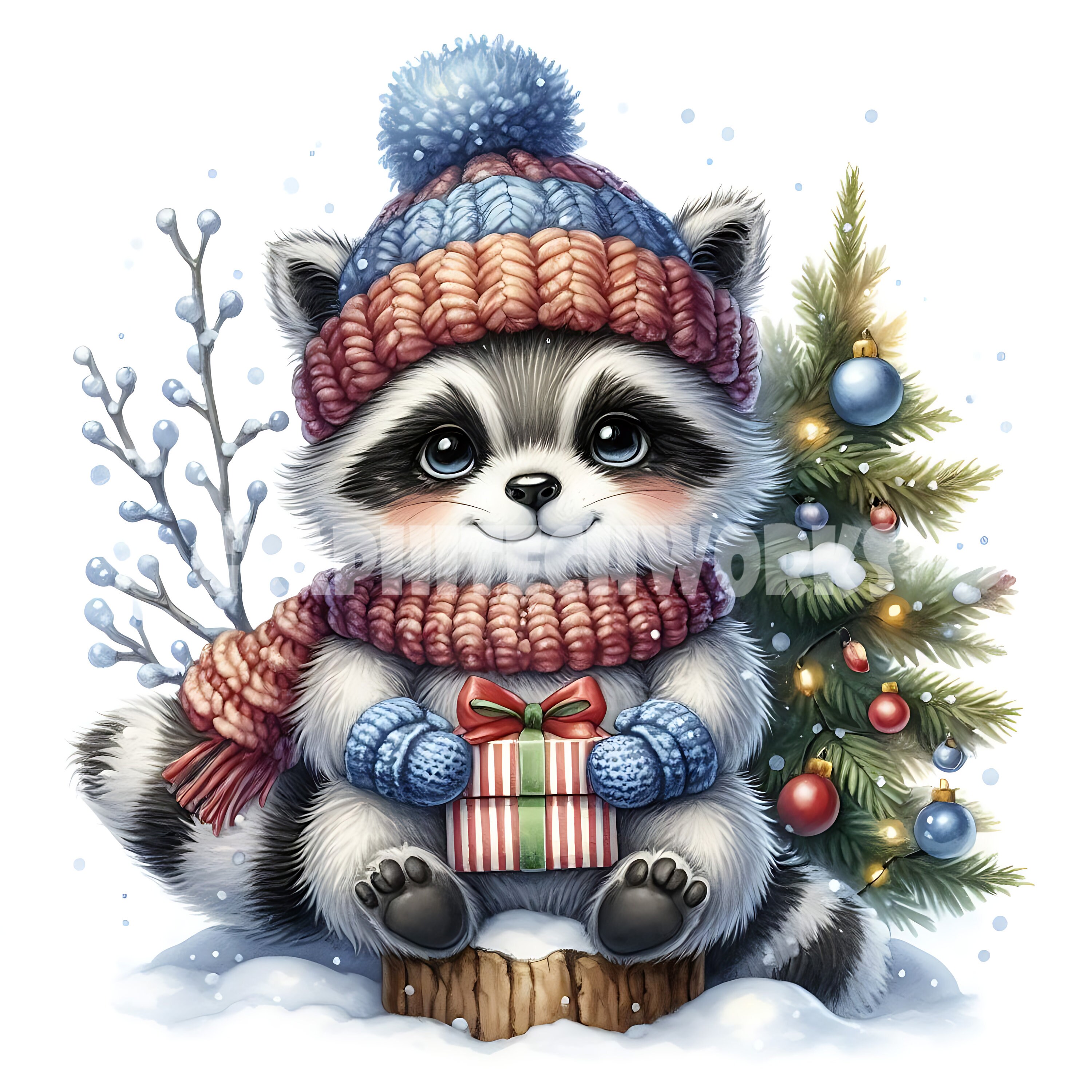 Raccoon Clipart,baby Raccoon Clip Art,christmas Clipart,high Quality 15 ...