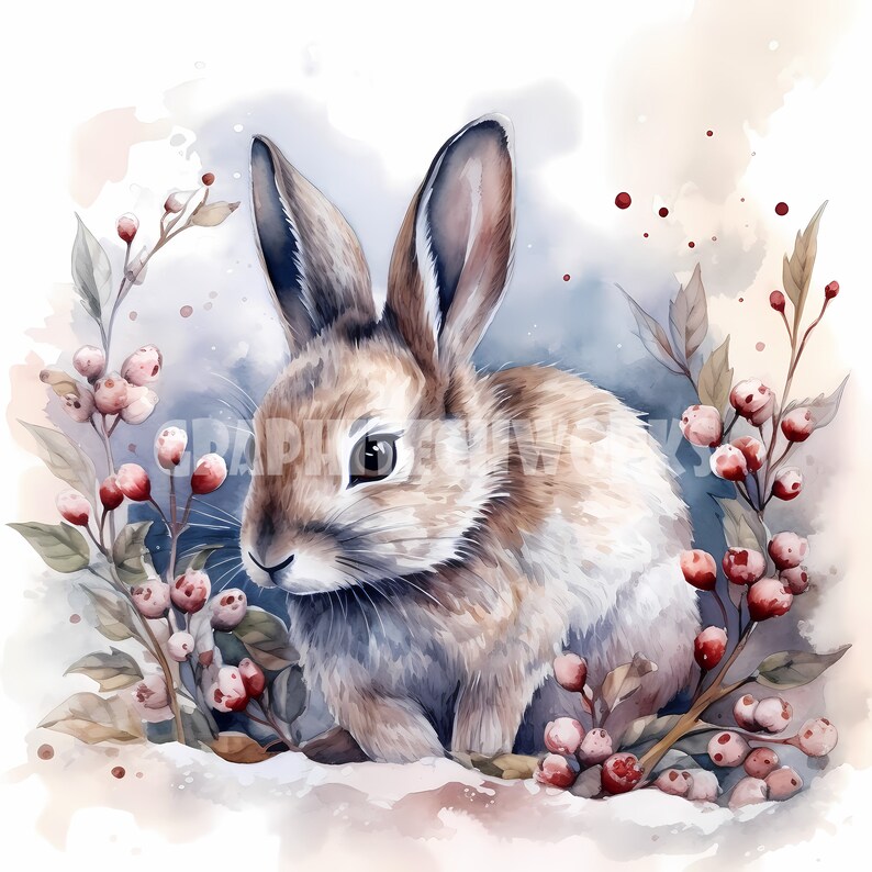 Winter Bunny Clipart 12 High Quality Jpgs,digital Download,card Making ...