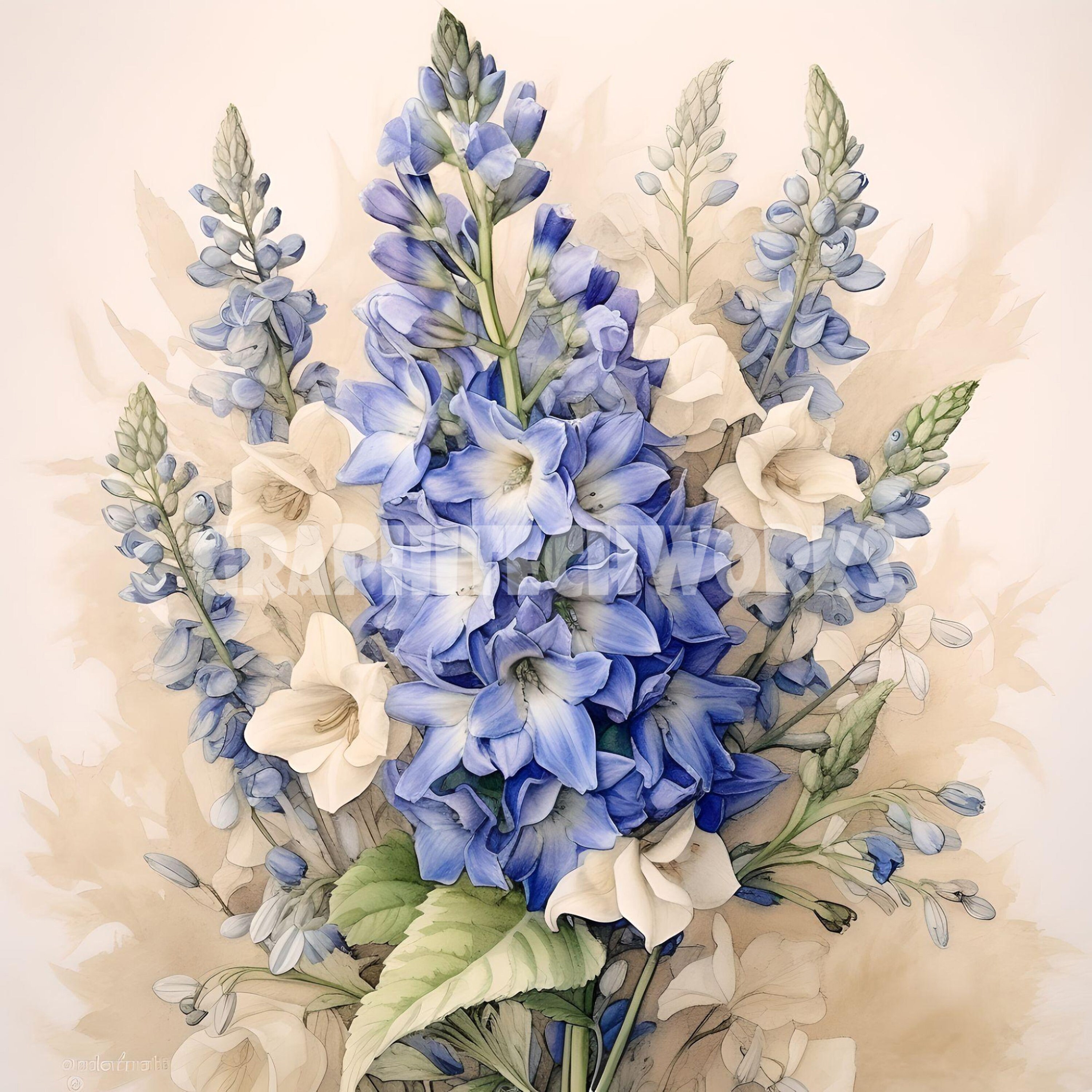 Delphinium Clipart 12 Unique High Quality Jpgs Digital - Etsy