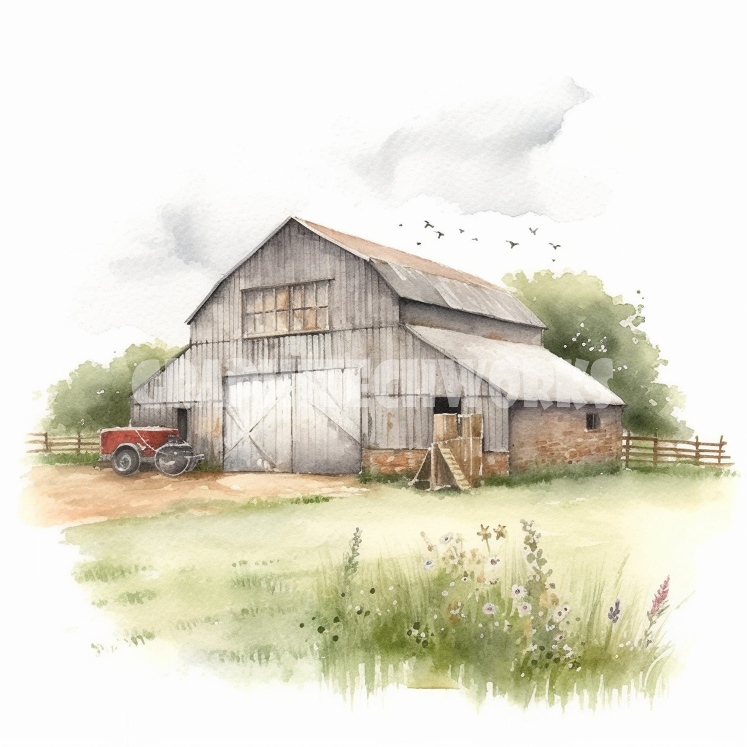 Barn Clipart 12 High Quality JPG Digital Download Card - Etsy