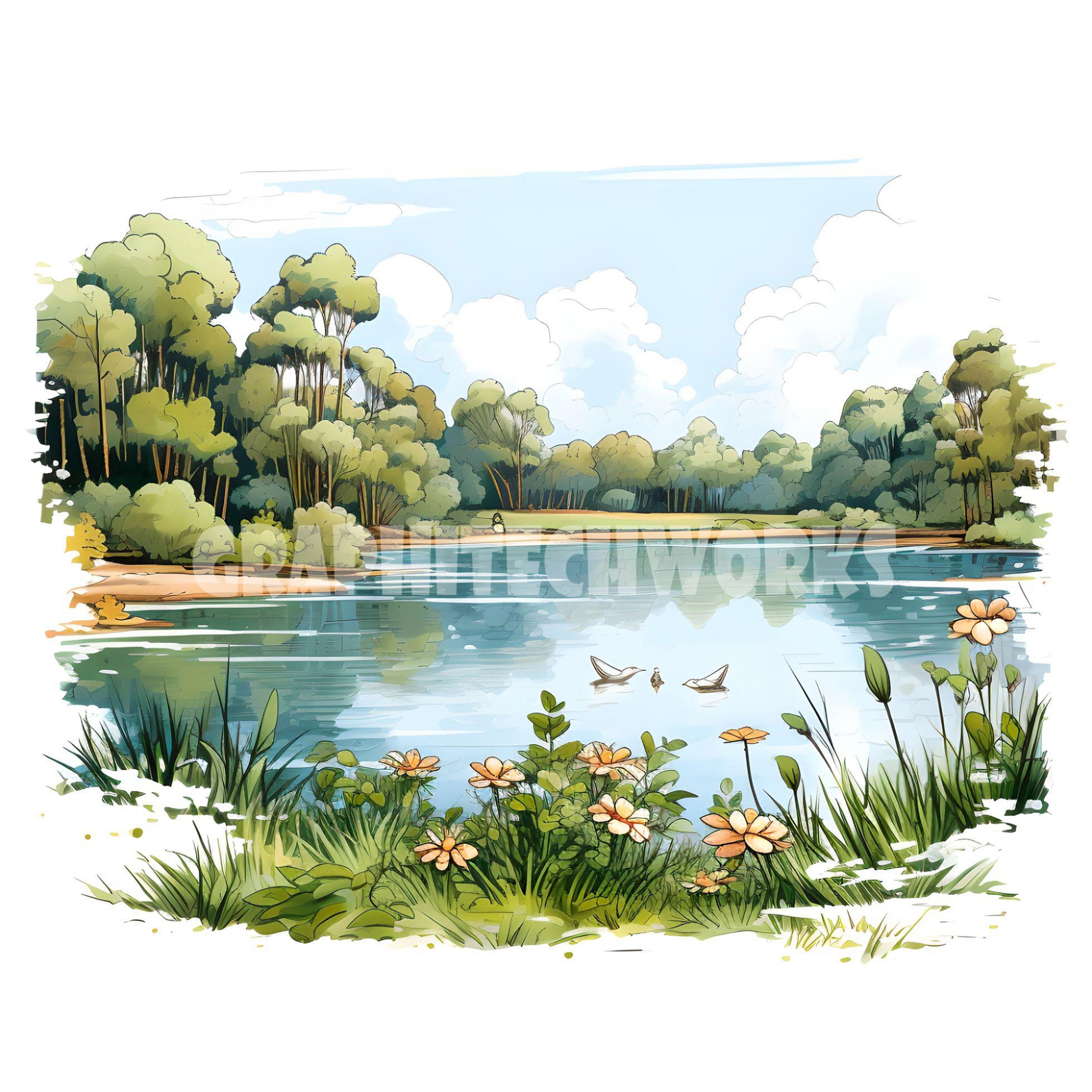 Lake Clipart 14 Unique High Quality Jpgs Digital Download - Etsy