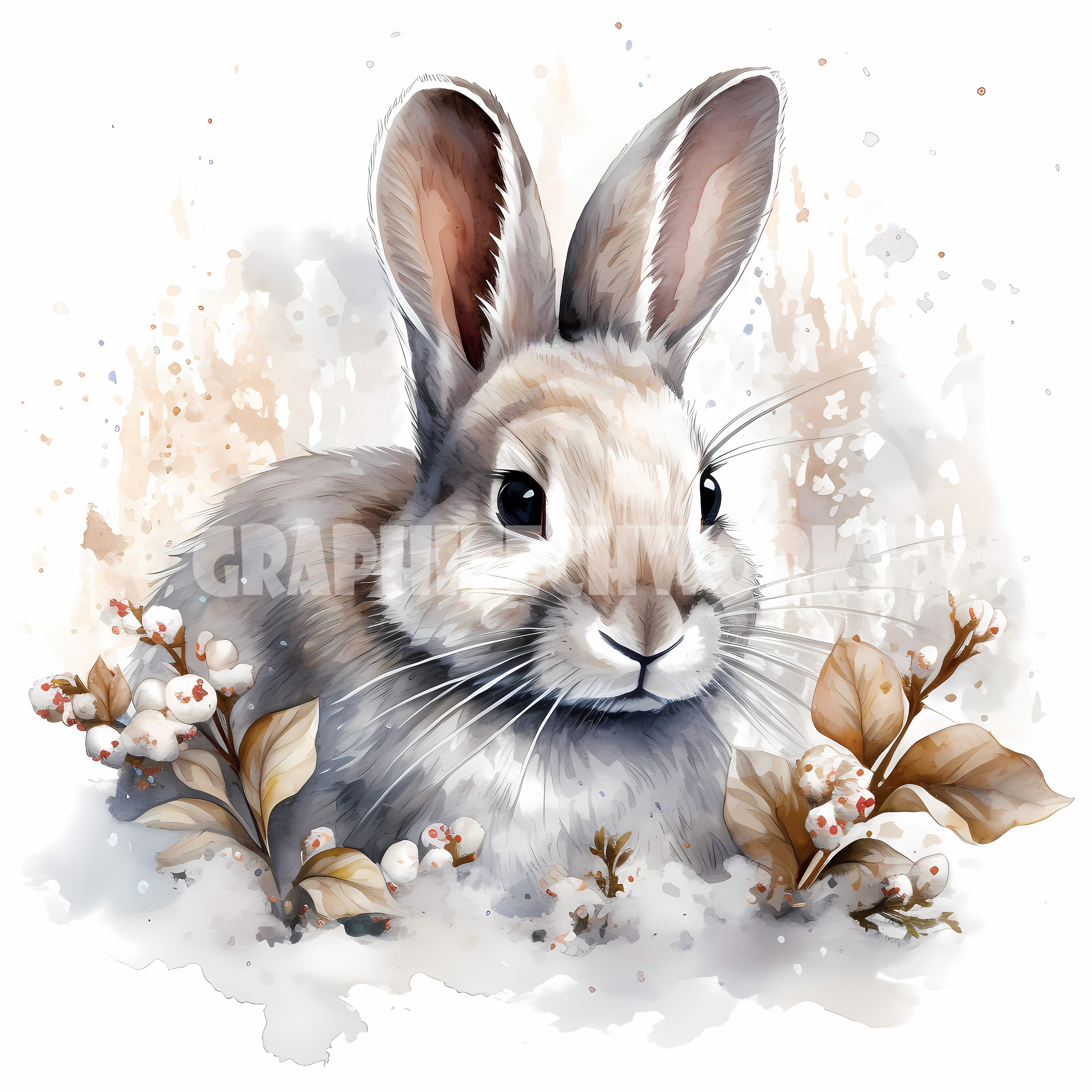 Winter Bunny Clipart 12 High Quality Jpgs,digital Download,card Making ...