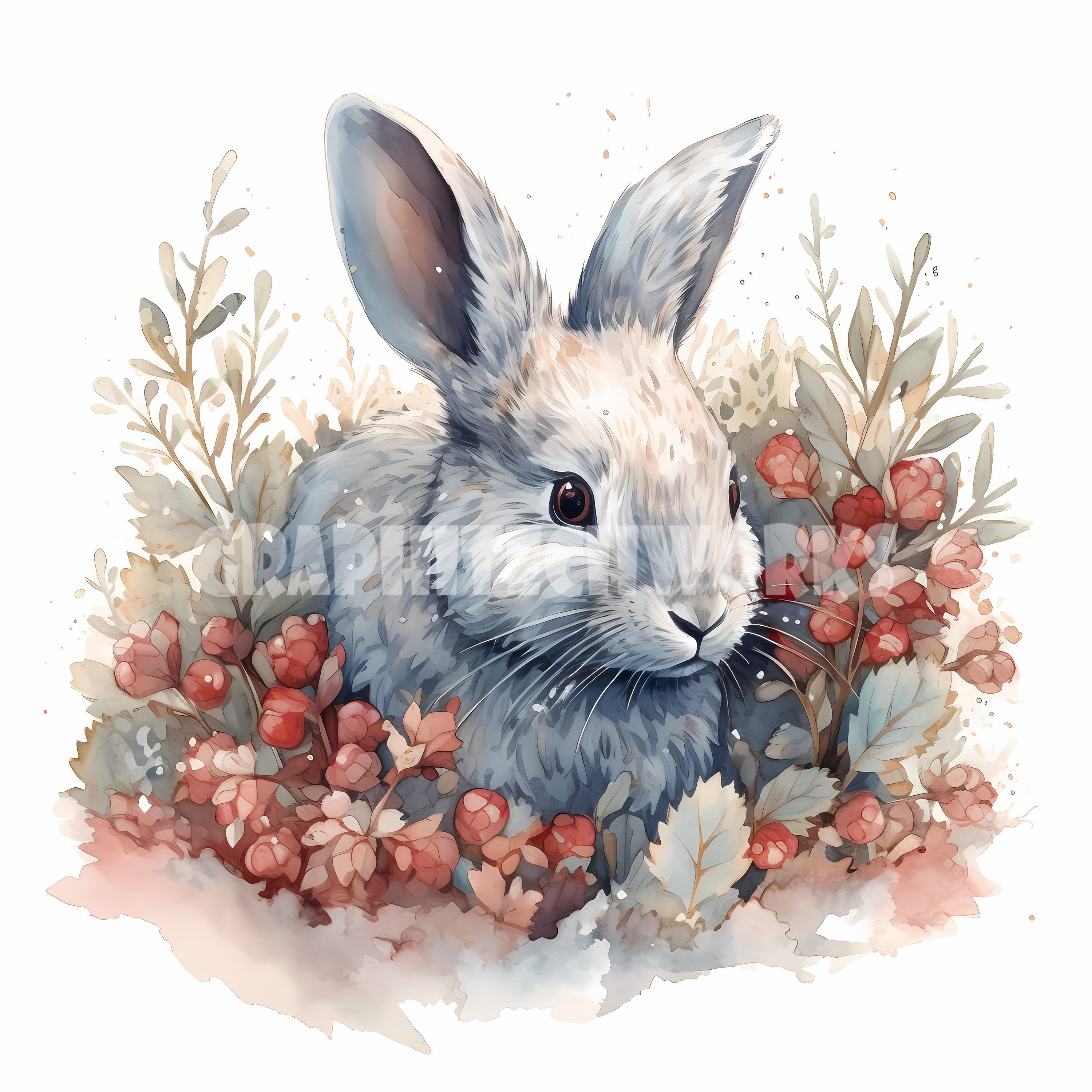 Winter Bunny Clipart 12 High Quality Jpgs,digital Download,card Making ...