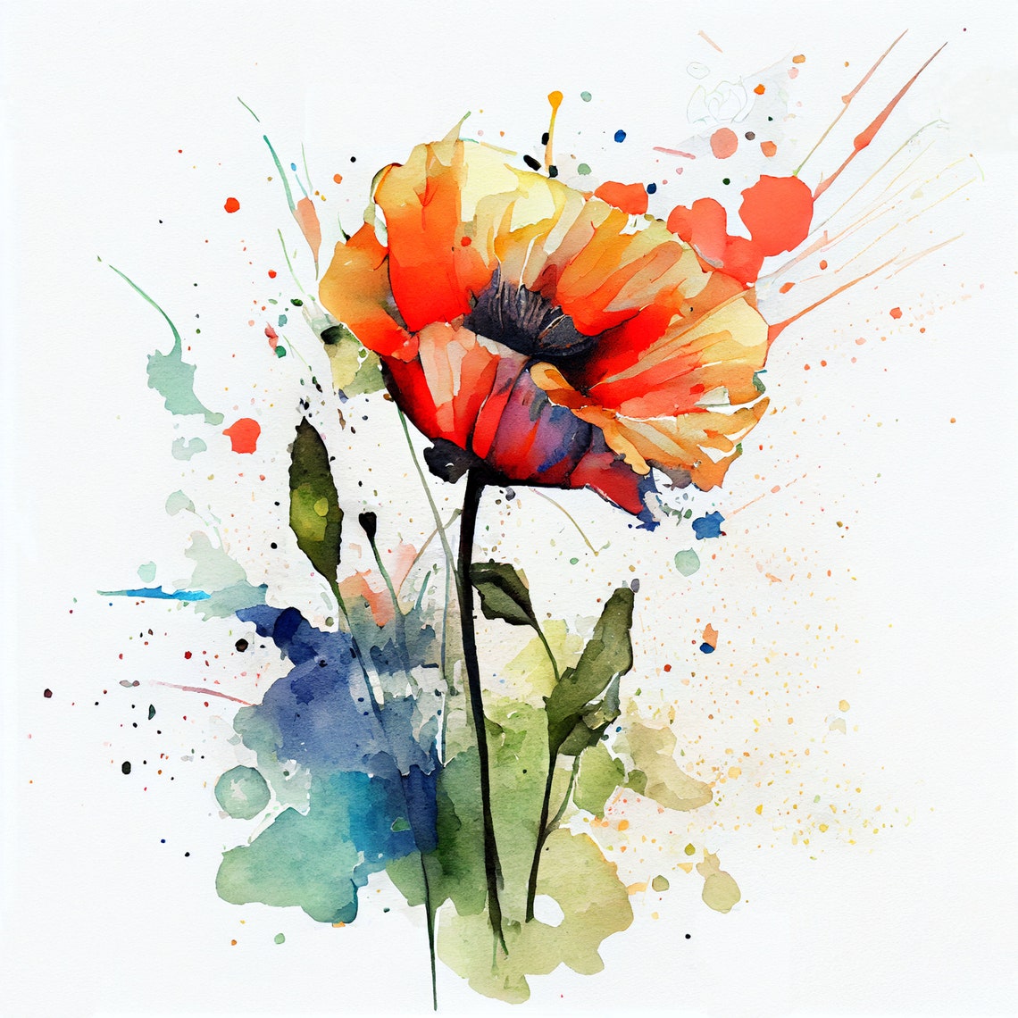 Poppy Clipart - 12 Unique High Quality Jpgs - Digital Download - Card ...