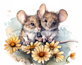 Summer Mouse Clipart Flag, Printable, Watercolor, High Quality JPG ...