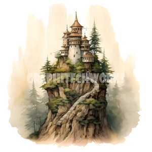 Watercolor Castle Digital File Instant Download Printable Wall Decor ...