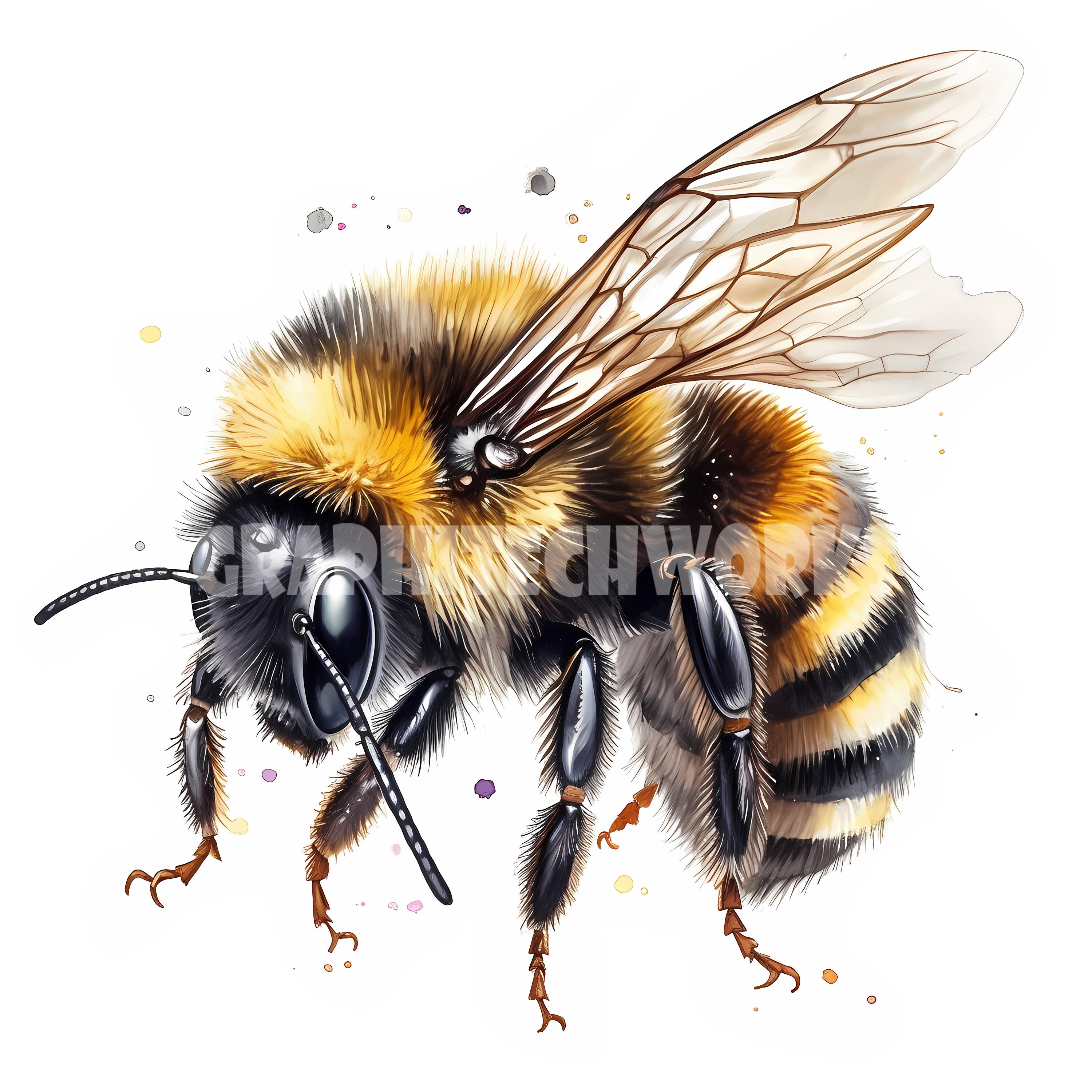 Bumble Bee Clipart - 12 High Quality JPG - Digital Download - Card ...