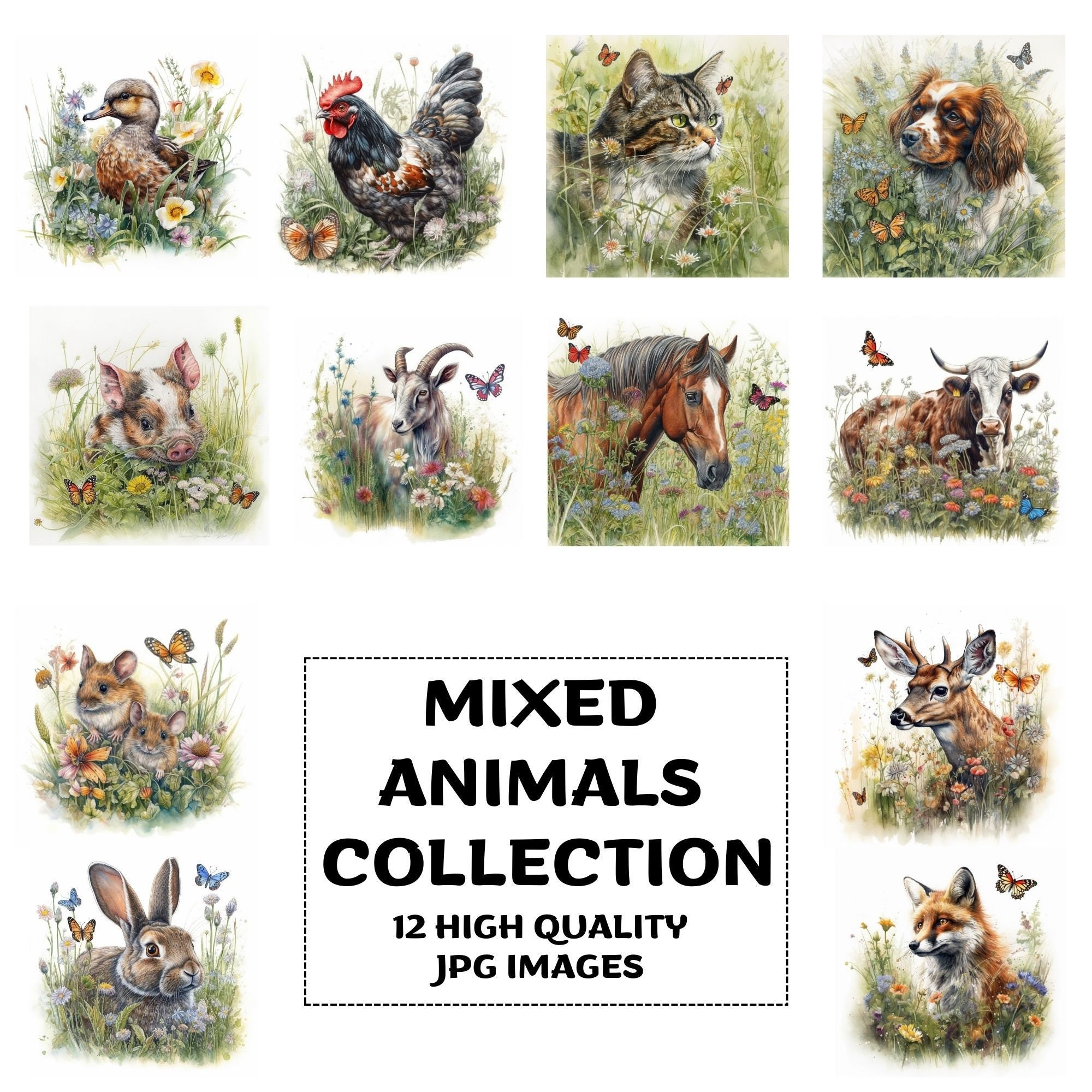 Animals Pack Clipart 12 High Quality JPG digital Download - Etsy