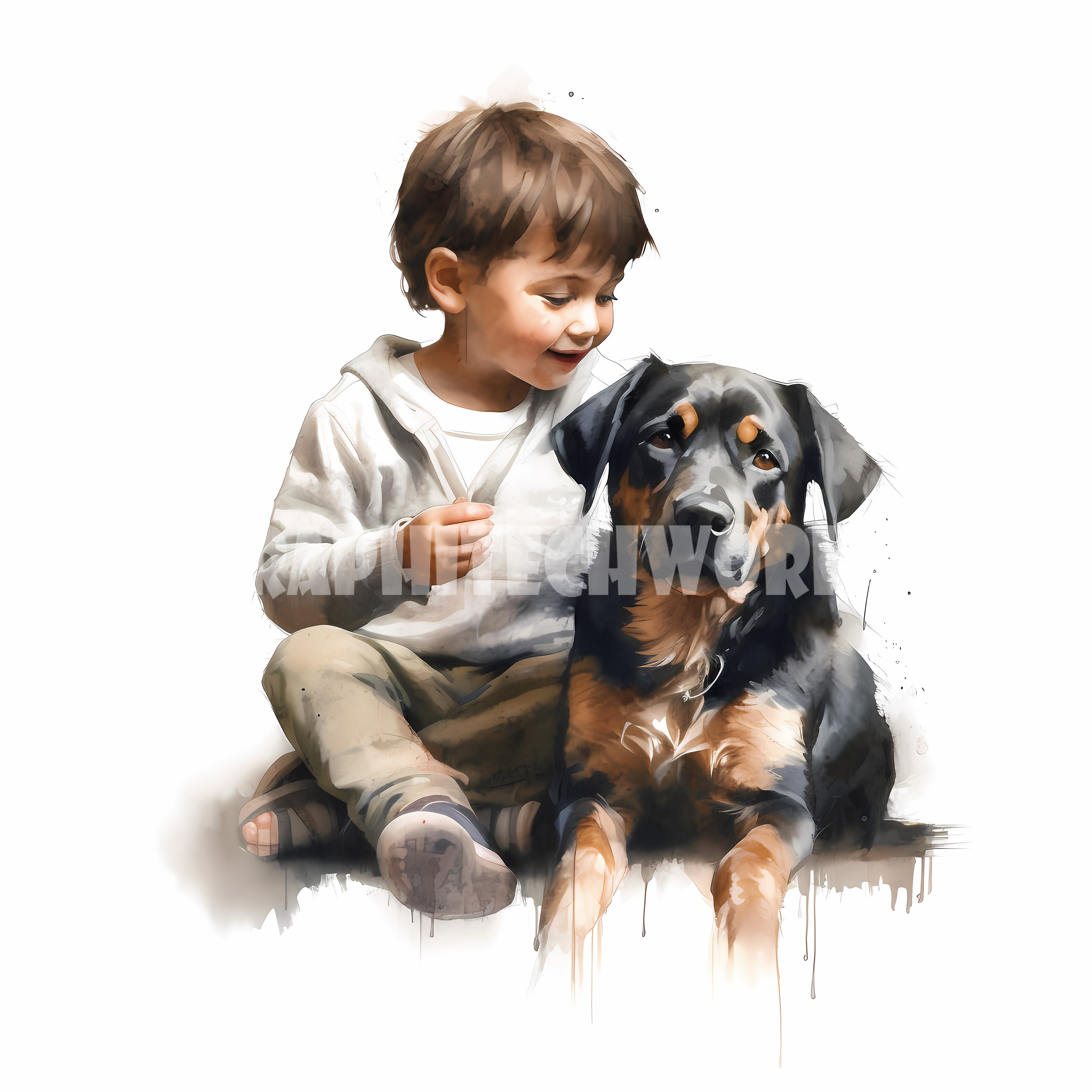 Boy With Dog Clipart 12 Unique High Quality Jpgs Digital - Etsy