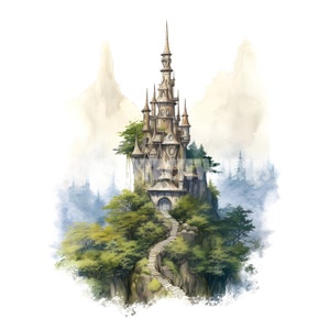 Watercolor Castle Digital File Instant Download Printable Wall Decor ...