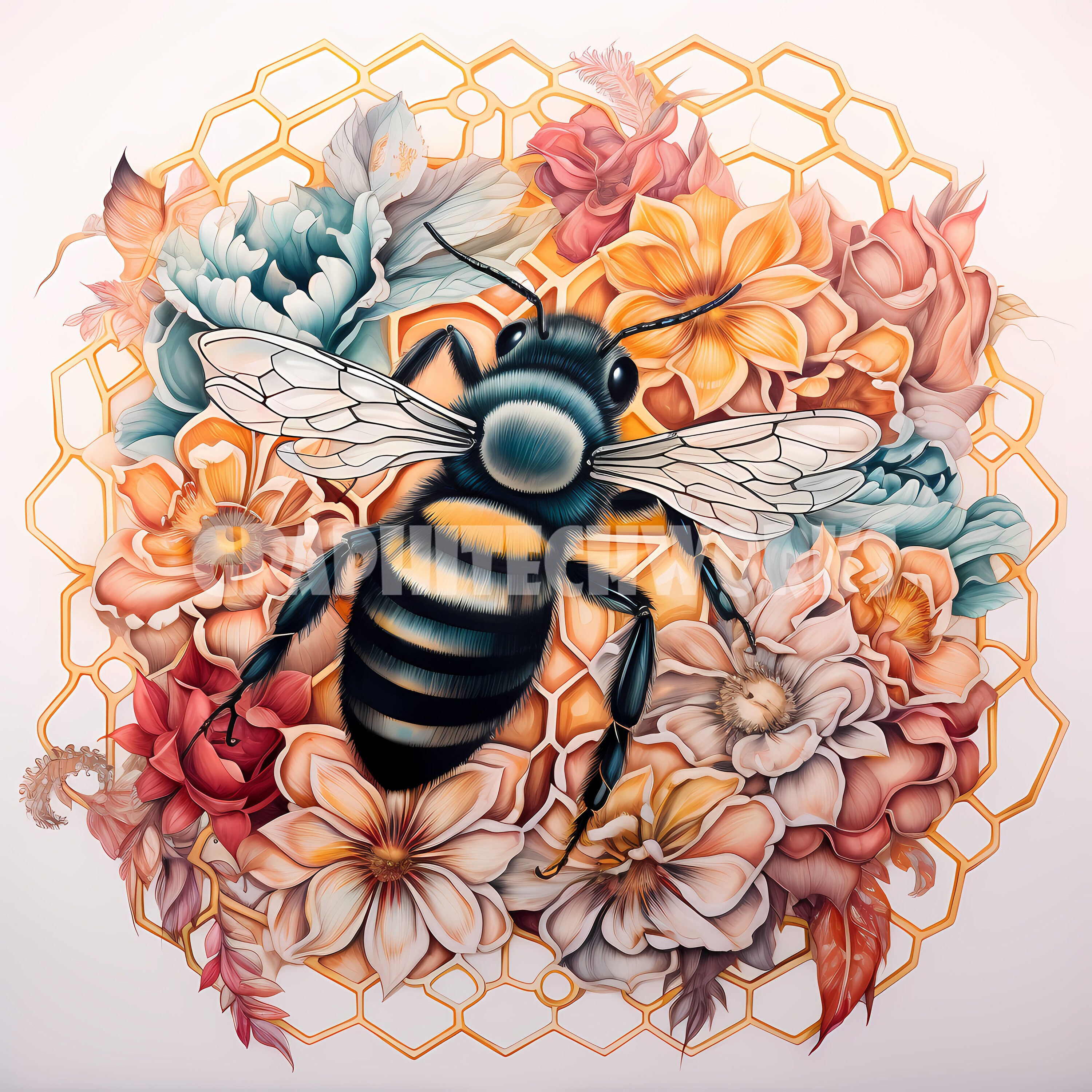 Bee Clipart 12 Unique High Quality Jpgs Digital Download - Etsy