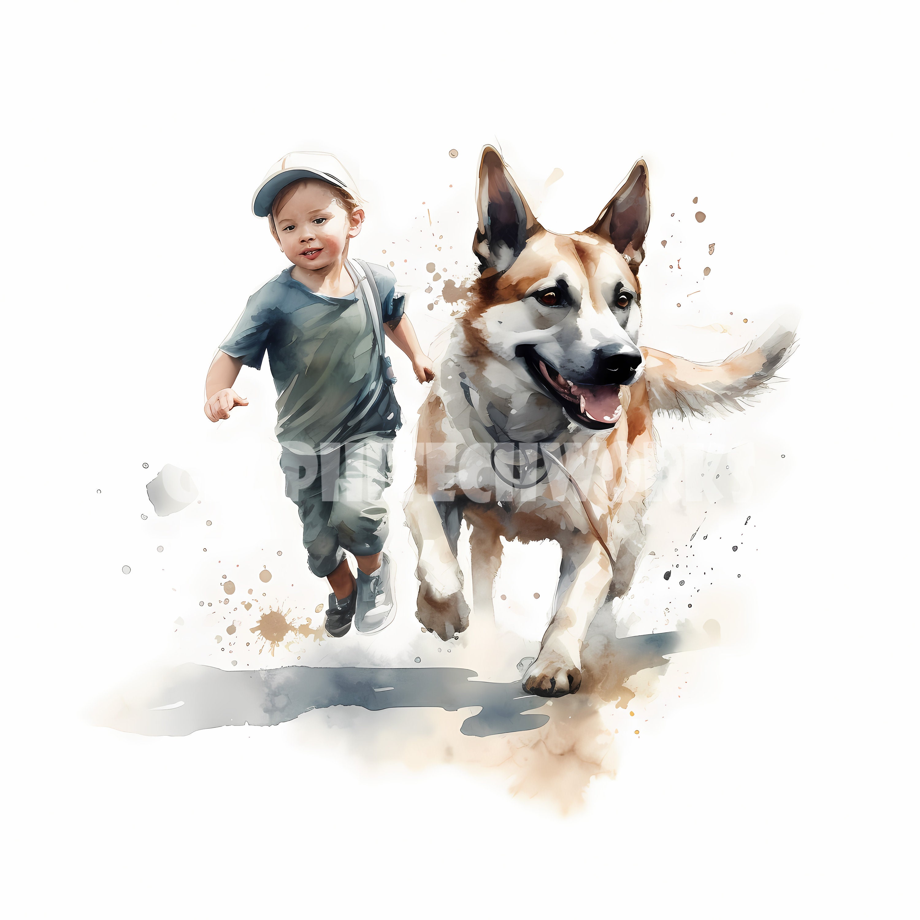 Boy With Dog Clipart 12 Unique High Quality Jpgs Digital - Etsy