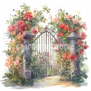 Floral Gate Clipart - 12 Unique High Quality Jpgs - Digital Download ...