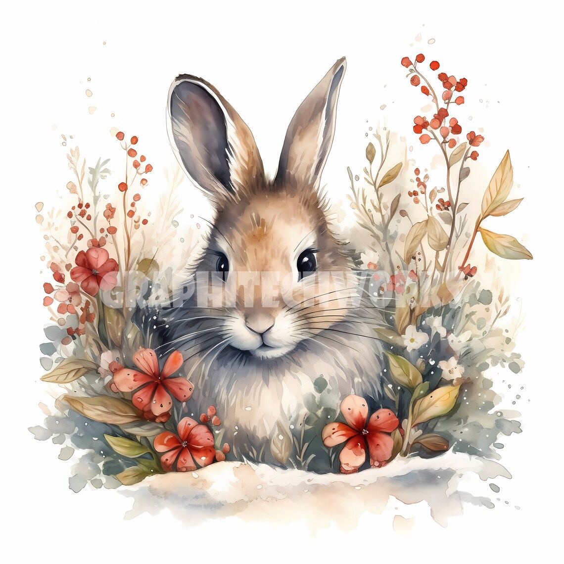 Winter Bunny Clipart 12 High Quality Jpgs,digital Download,card Making ...