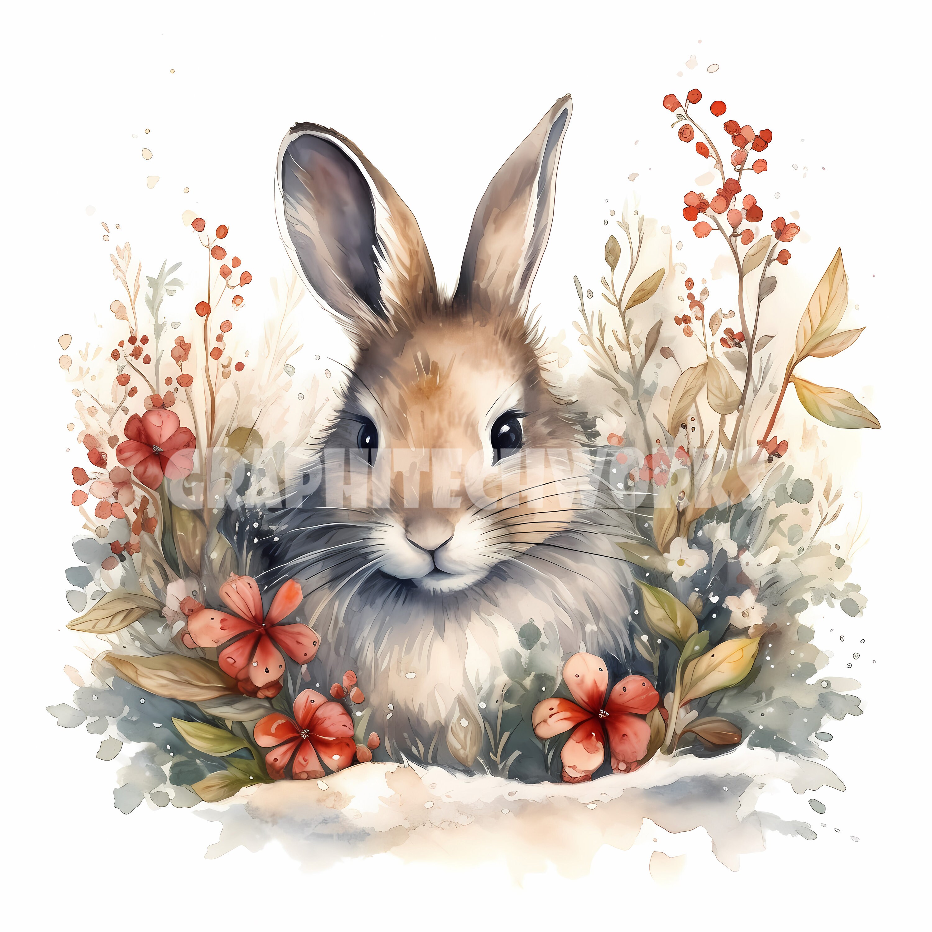 Winter Bunny Clipart 12 High Quality Jpgs,digital Download,card Making ...