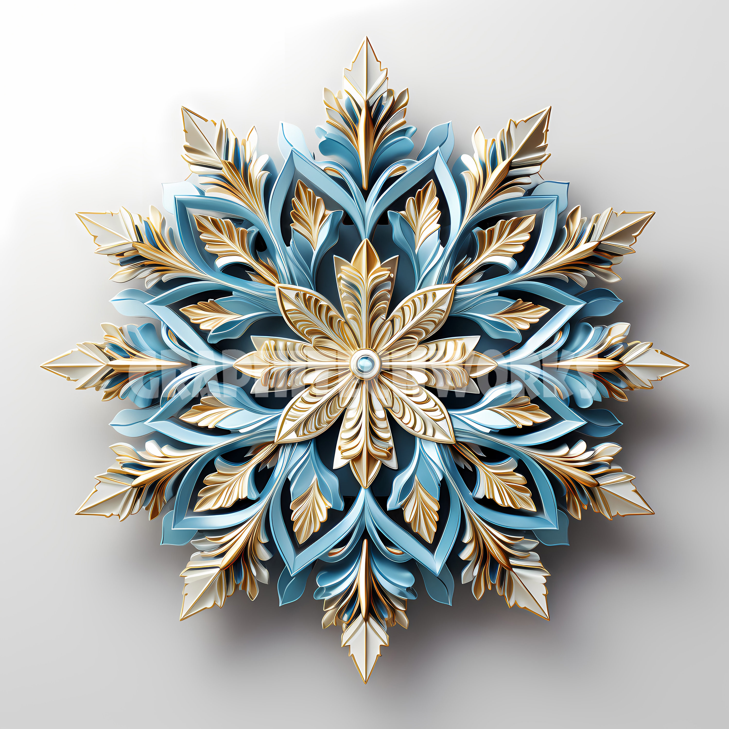 Snowflake 3D Clipart 12 Unique High Quality Jpgs Digital Download,card ...