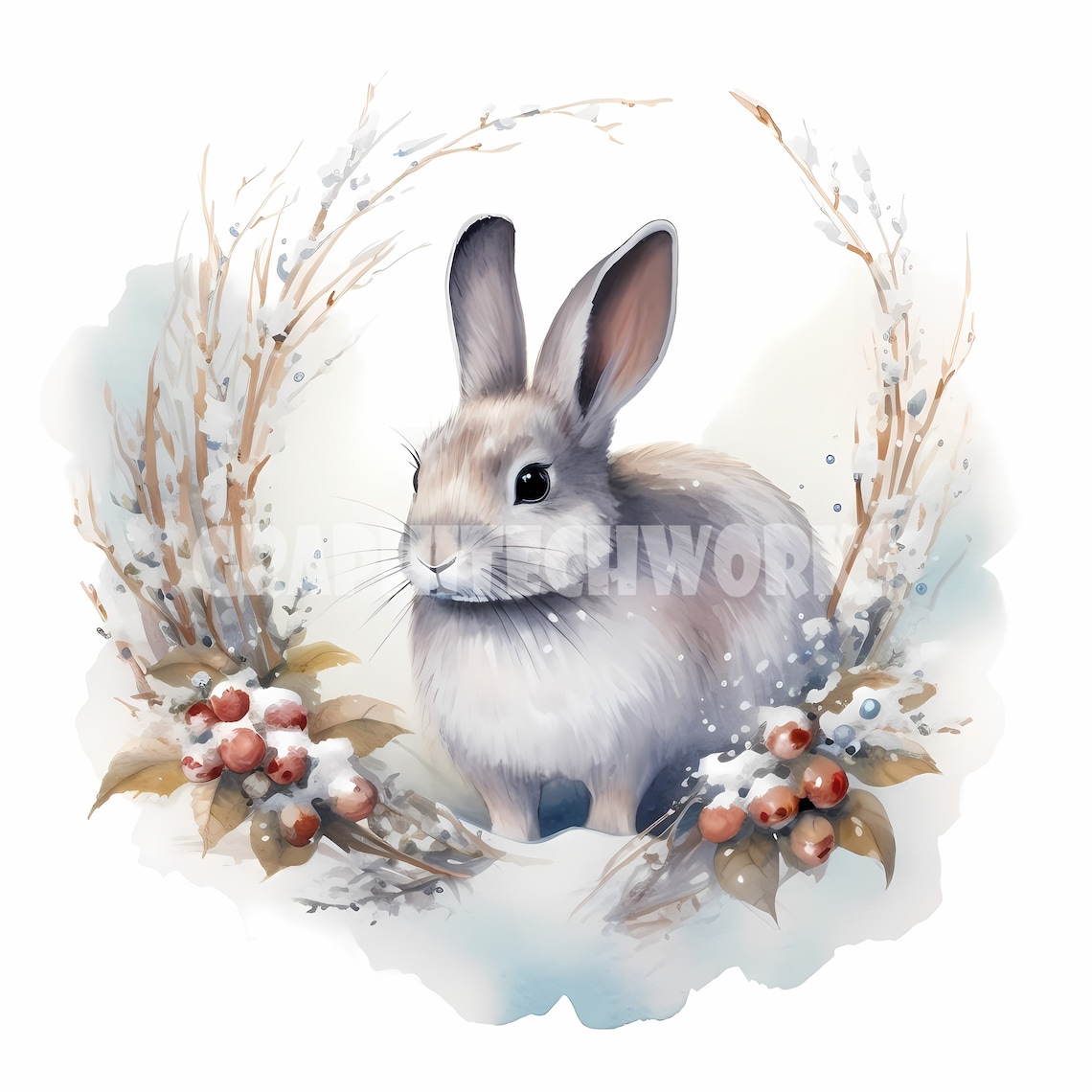 Cute Winter Bunny Clipart 12 High Quality Jpgs, Junk Journal, Scrapbook ...
