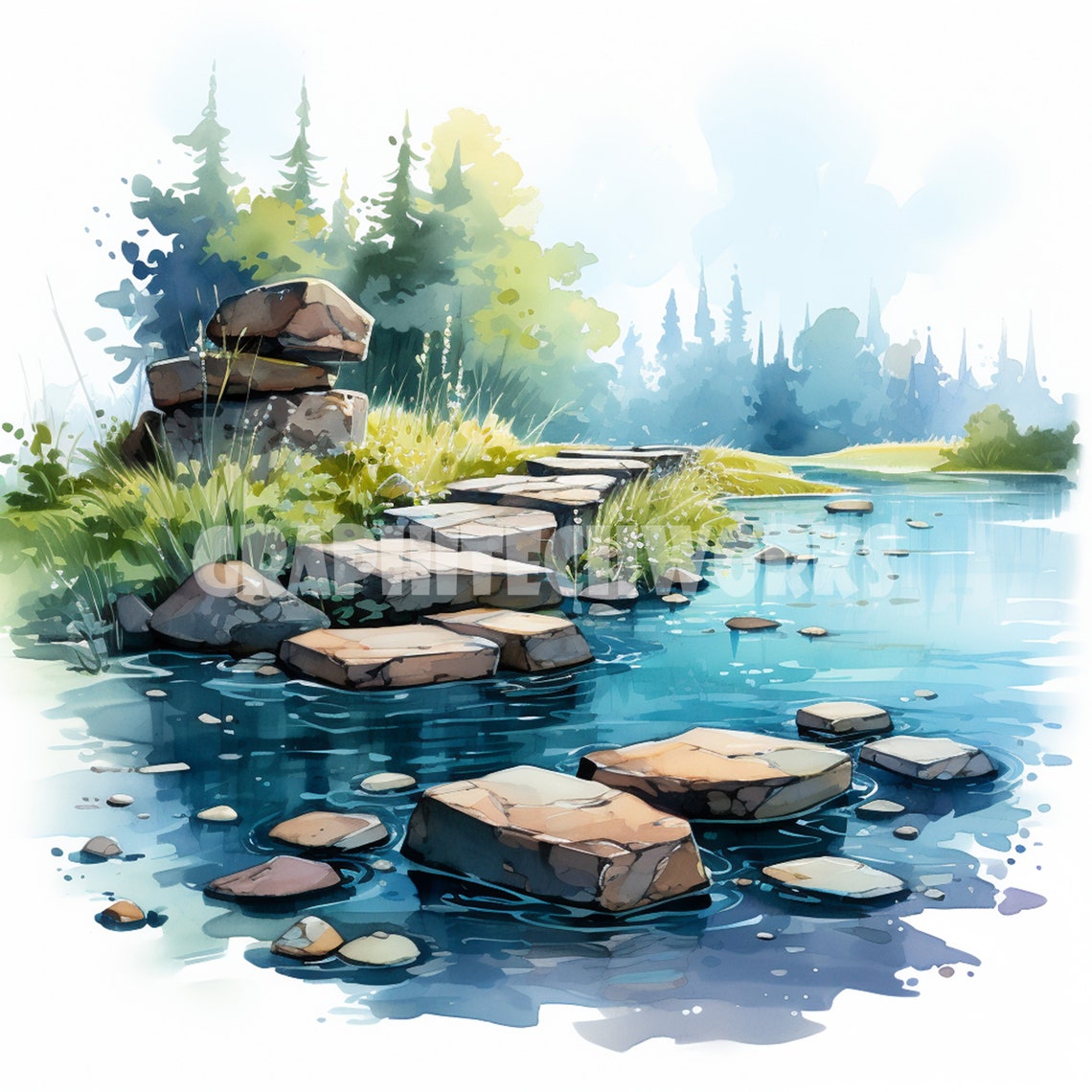Stone River Clipart 12 Unique High Quality Jpgs digital - Etsy