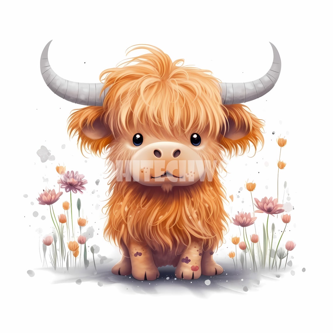 Highland Cow Cartoon Clipart 12 Unique High Quality Jpgs Digital ...