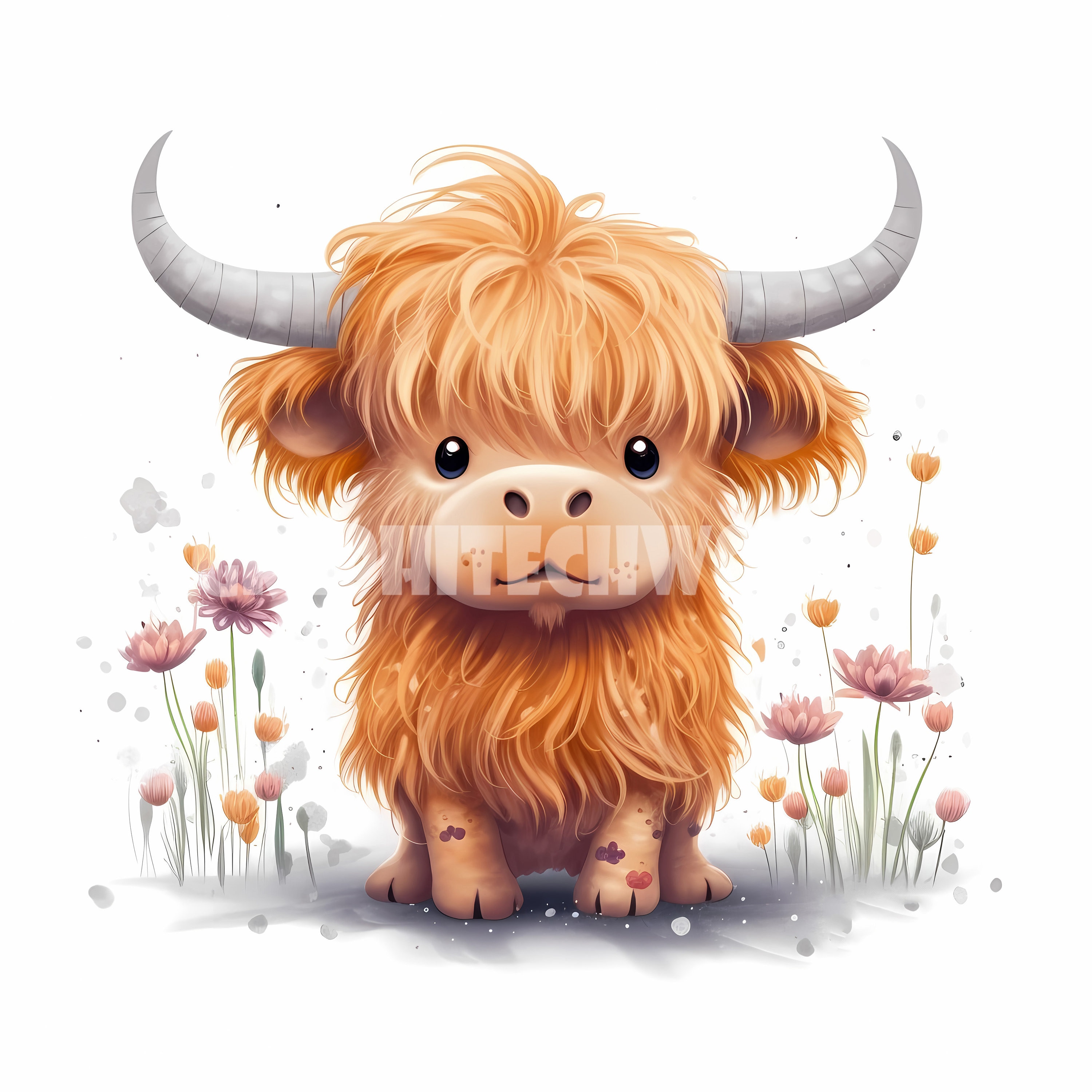 Highland Cow Cartoon Clipart 12 Unique High Quality Jpgs Digital ...