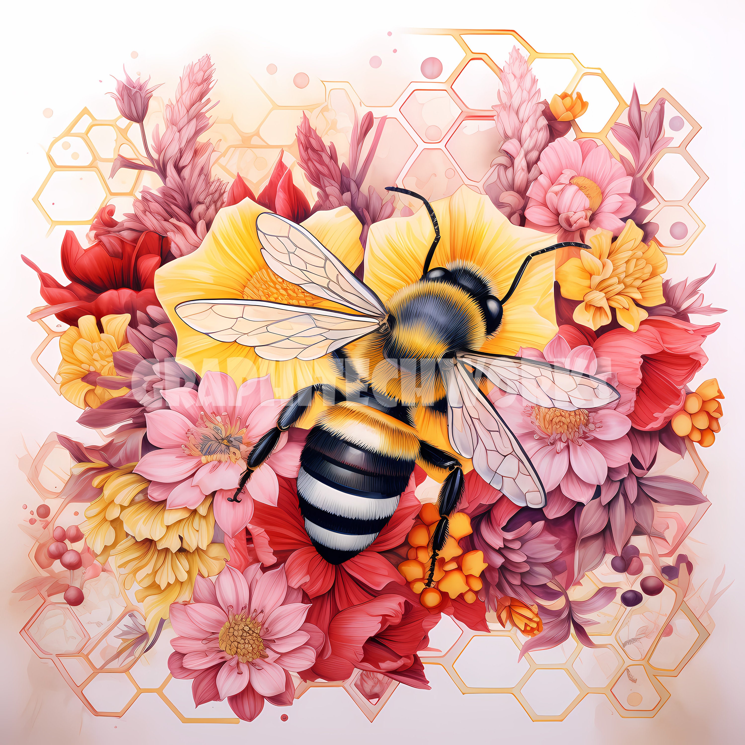 Bee Clipart 12 Unique High Quality Jpgs Digital Download - Etsy