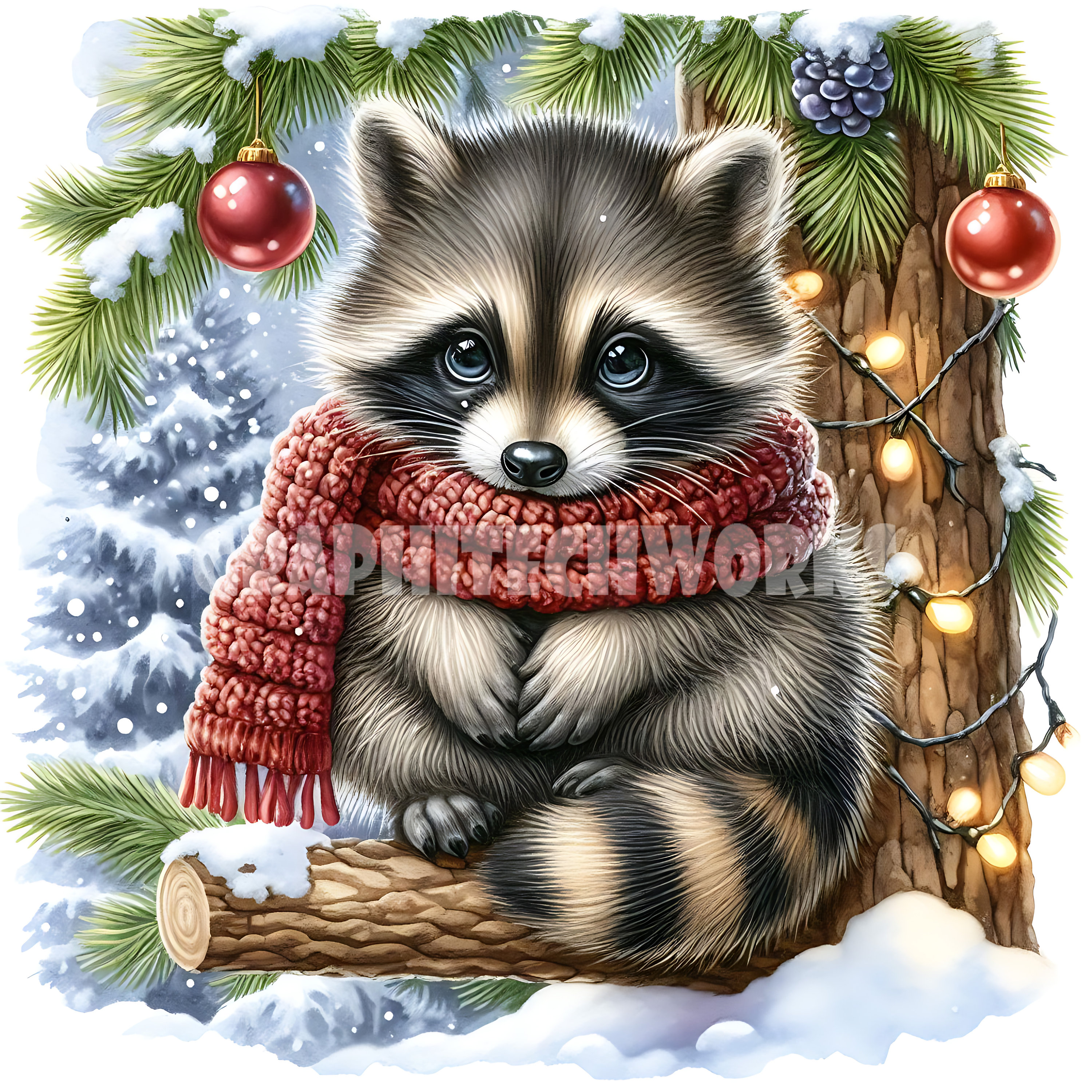 Raccoon Clipart,baby Raccoon Clip Art,christmas Clipart,high Quality 15 ...
