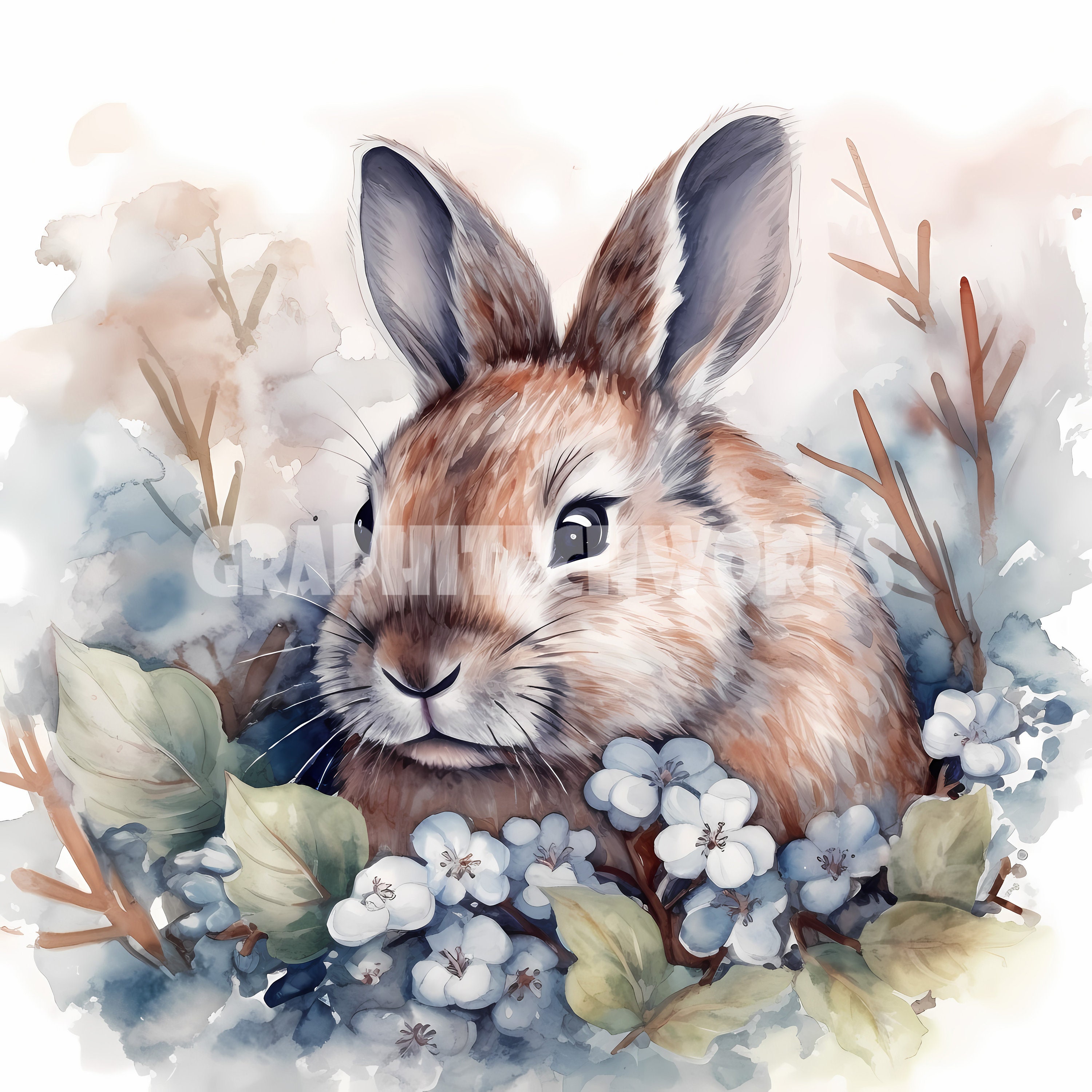Winter Bunny Clipart - 12 High Quality Jpgs,digital Download,card ...